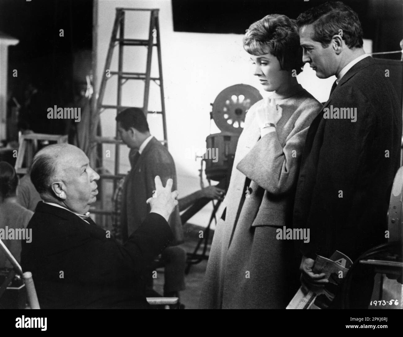 ALFRED HITCHCOCK JULIE ANDREWS und PAUL NEWMAN am Drehort des ...