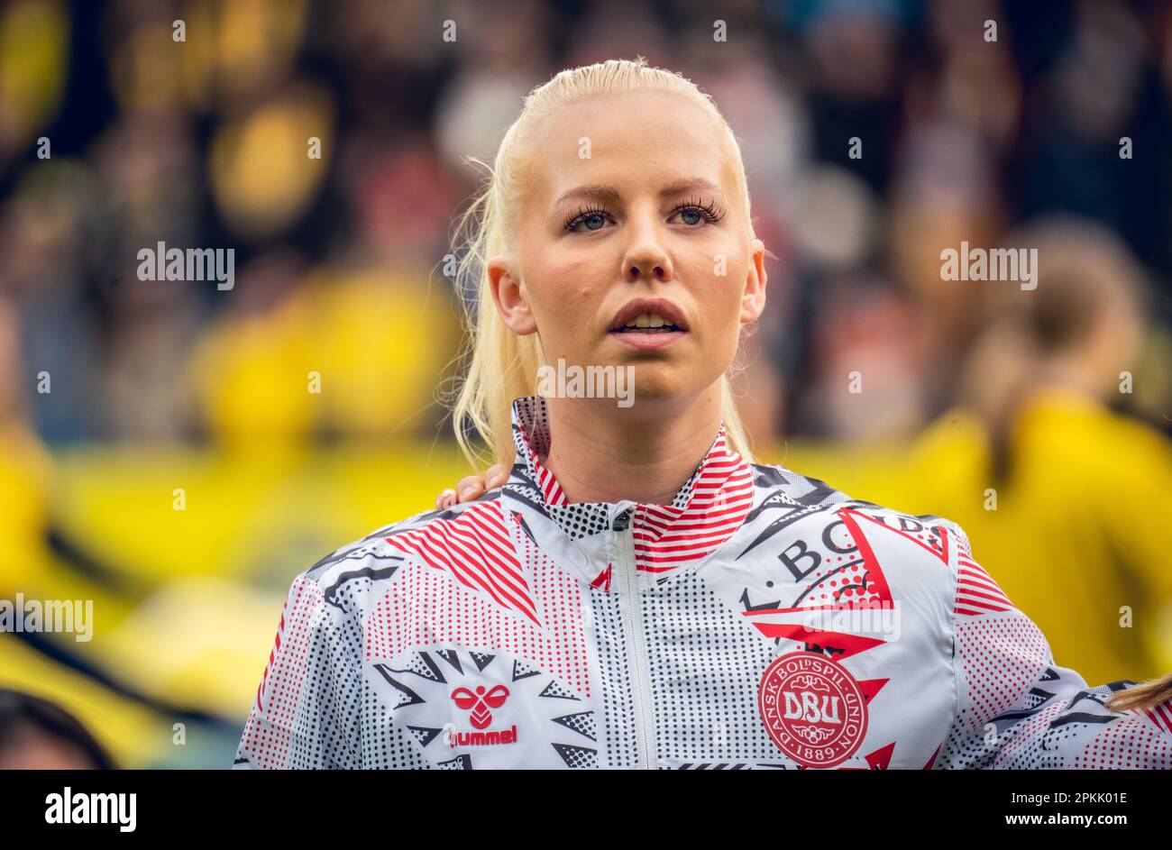 Malmoe, Schweden. 07. April 2023. Sofie Svava von Dänemark wurde während der Fußballfreundschaft ...