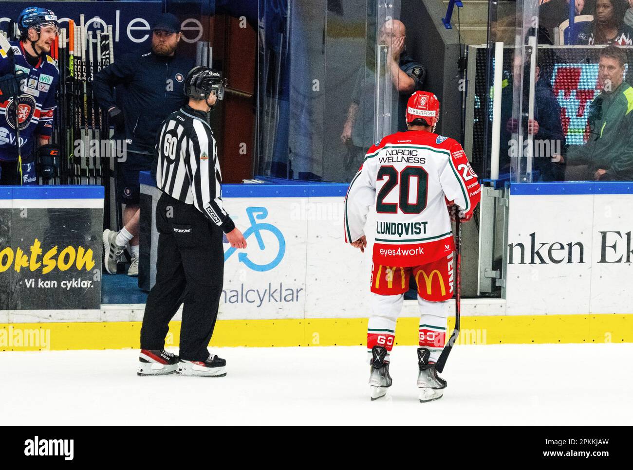 VŠxjš, Schweden, 8. April 2023 Kredit: PEO Mšller/LocalEyes Fršlunda HC Center Joel Lundqvist ...