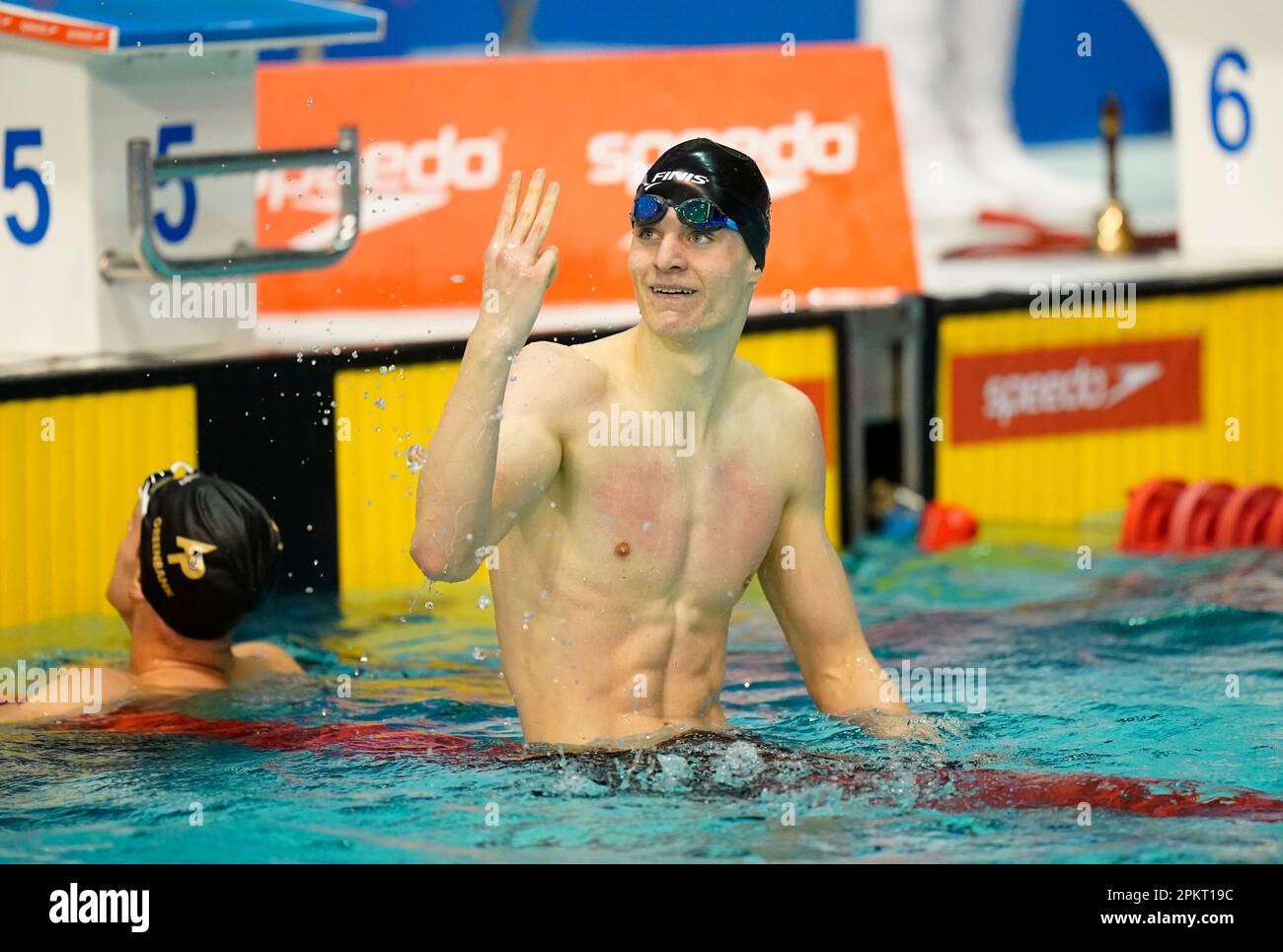 Oliver Morgan feiert den Sieg des Herren-Backstroke-Finales 200m am ...
