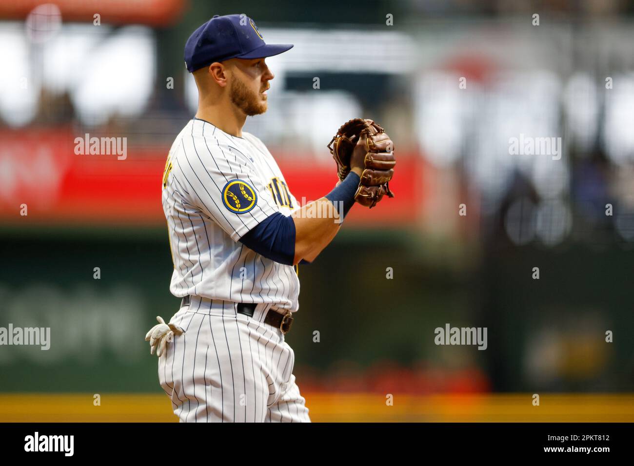 8. April 2023: Milwaukee Brewers, dritter Baseman Mike Brosseau (10 ...