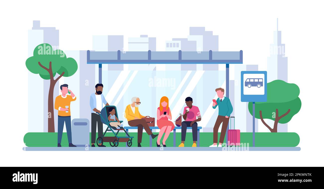 People sitting waiting bus bus Stock-Vektorgrafiken kaufen - Alamy
