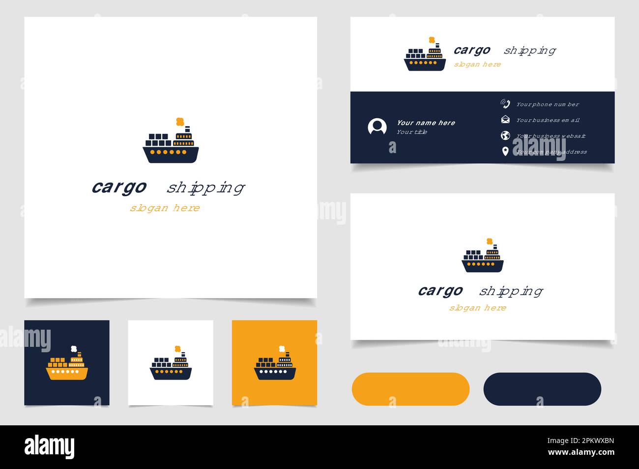 Cargo Shipping Logo mit editierbarem Slogan. Branding-Buch und ...