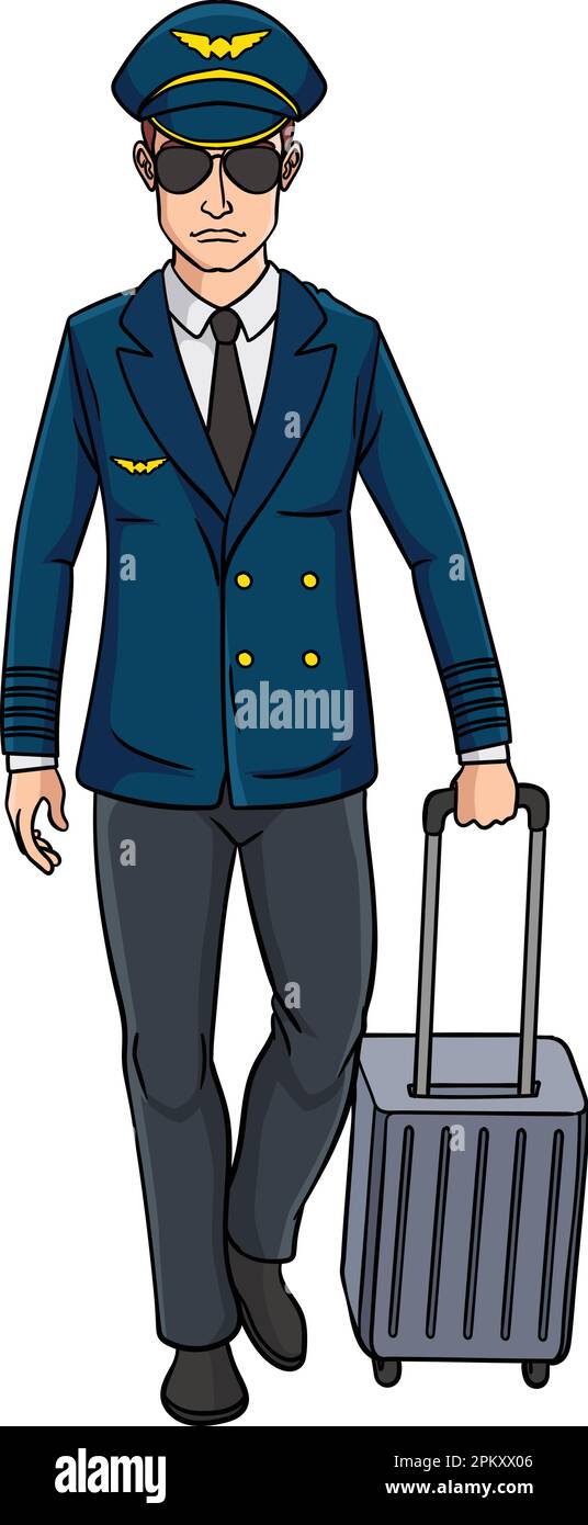 Flugzeug Pilot Cartoon Farbige Clipart Stock-Vektorgrafik - Alamy