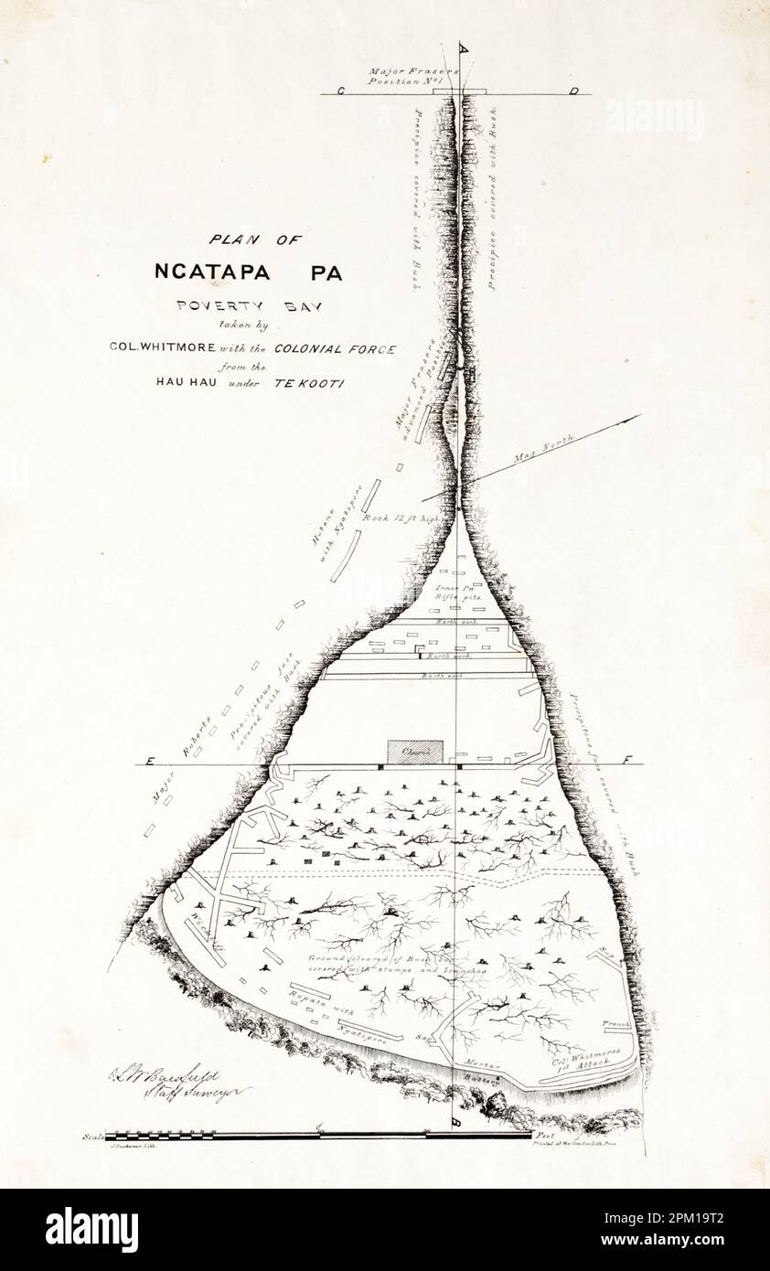 Der Plan des Ngatapa Pa in der Armutsbucht, aufgenommen von Colonel ...