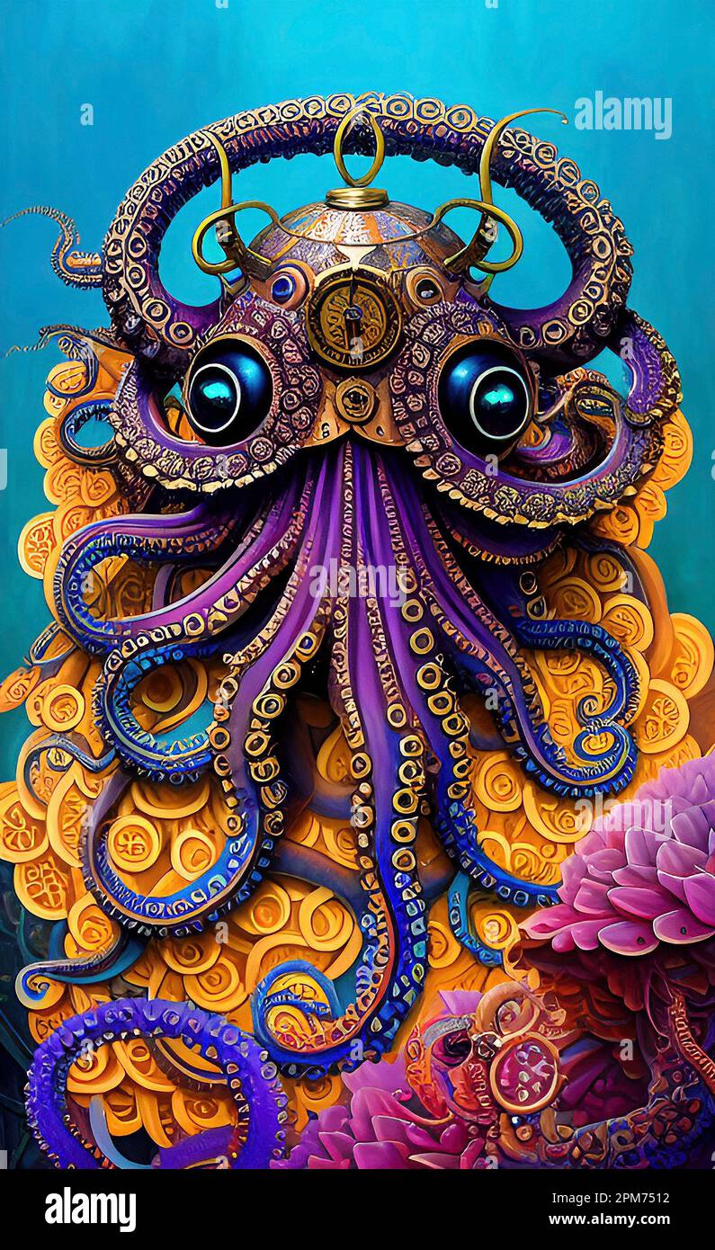 Octopus digitale malerei -Fotos und -Bildmaterial in hoher Auflösung ...