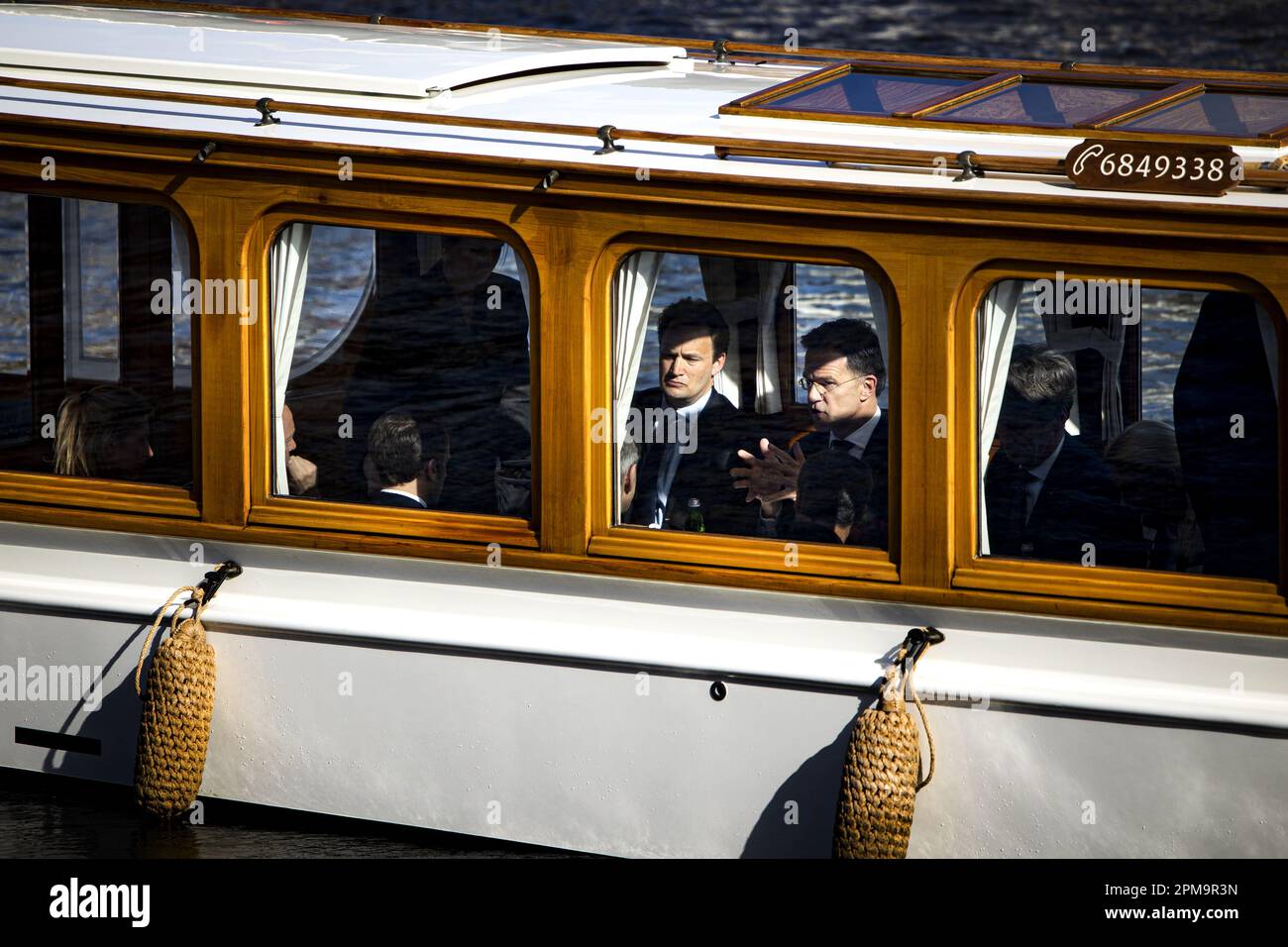 AMSTERDAM - 12/04/2023, der französische Präsident Emmanuel Macron und ...