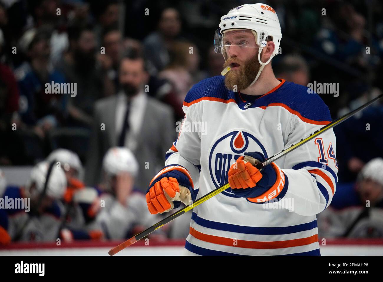 Edmonton Oilers defenseman Mattias Ekholm (14) in the second period of ...