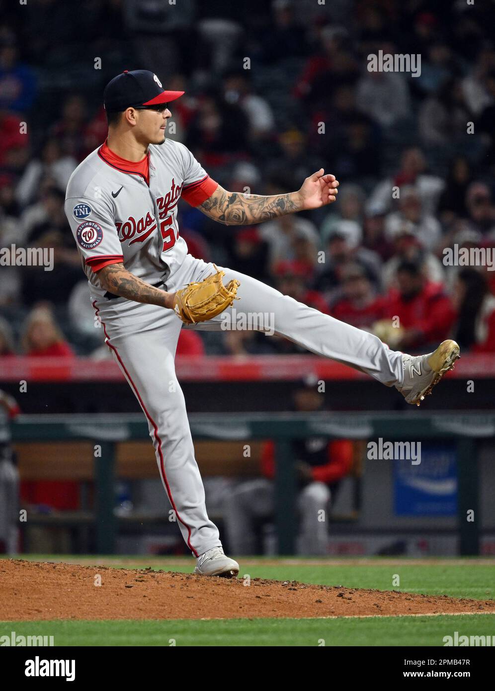 ANAHEIM, CA - APRIL 11: Washington Nationals pitcher Anthony Banda (50 ...