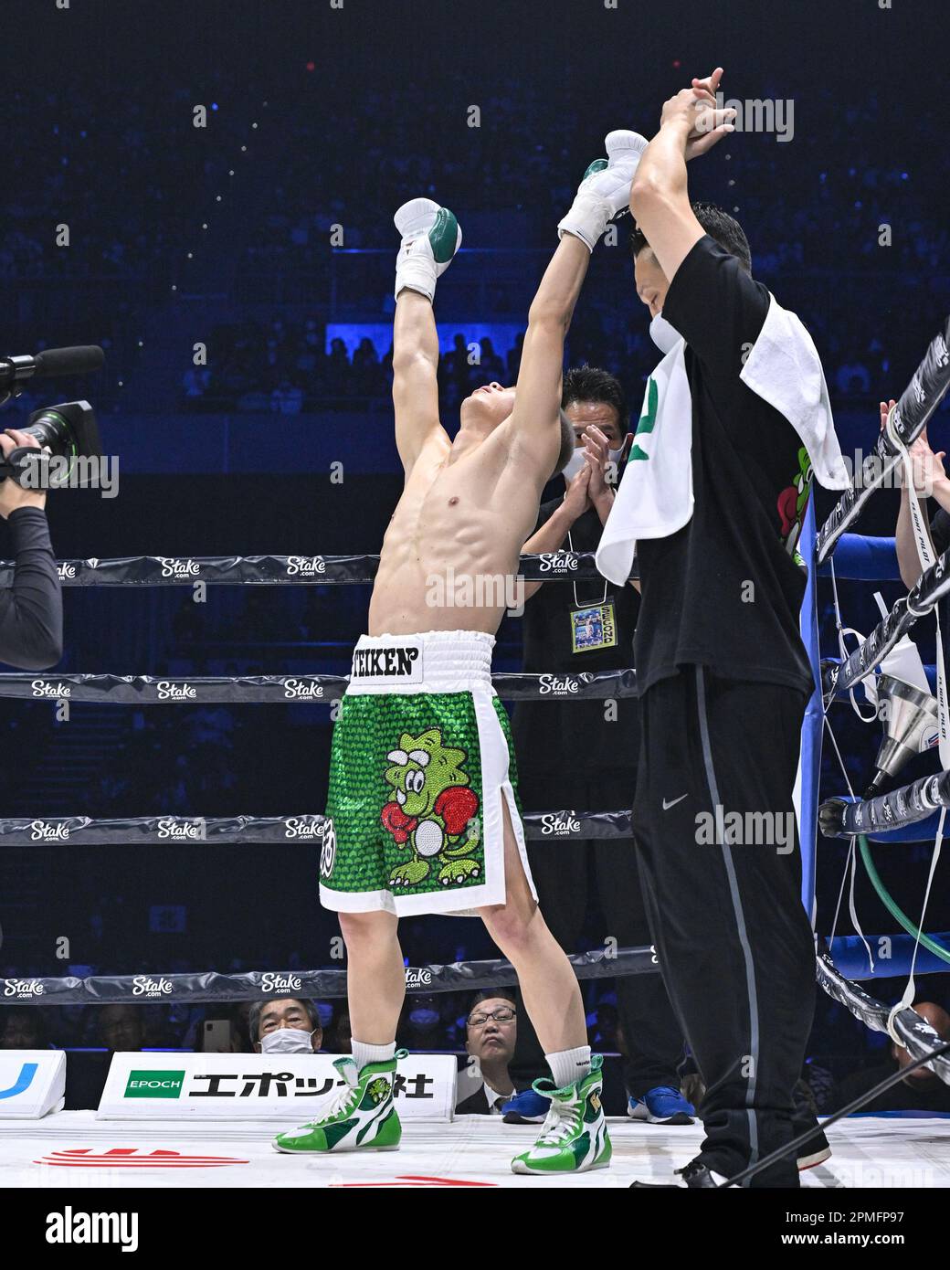 Tenshin Nasukawa vor seinem Super-Bantamweight-Boxkampf in der Ariake ...