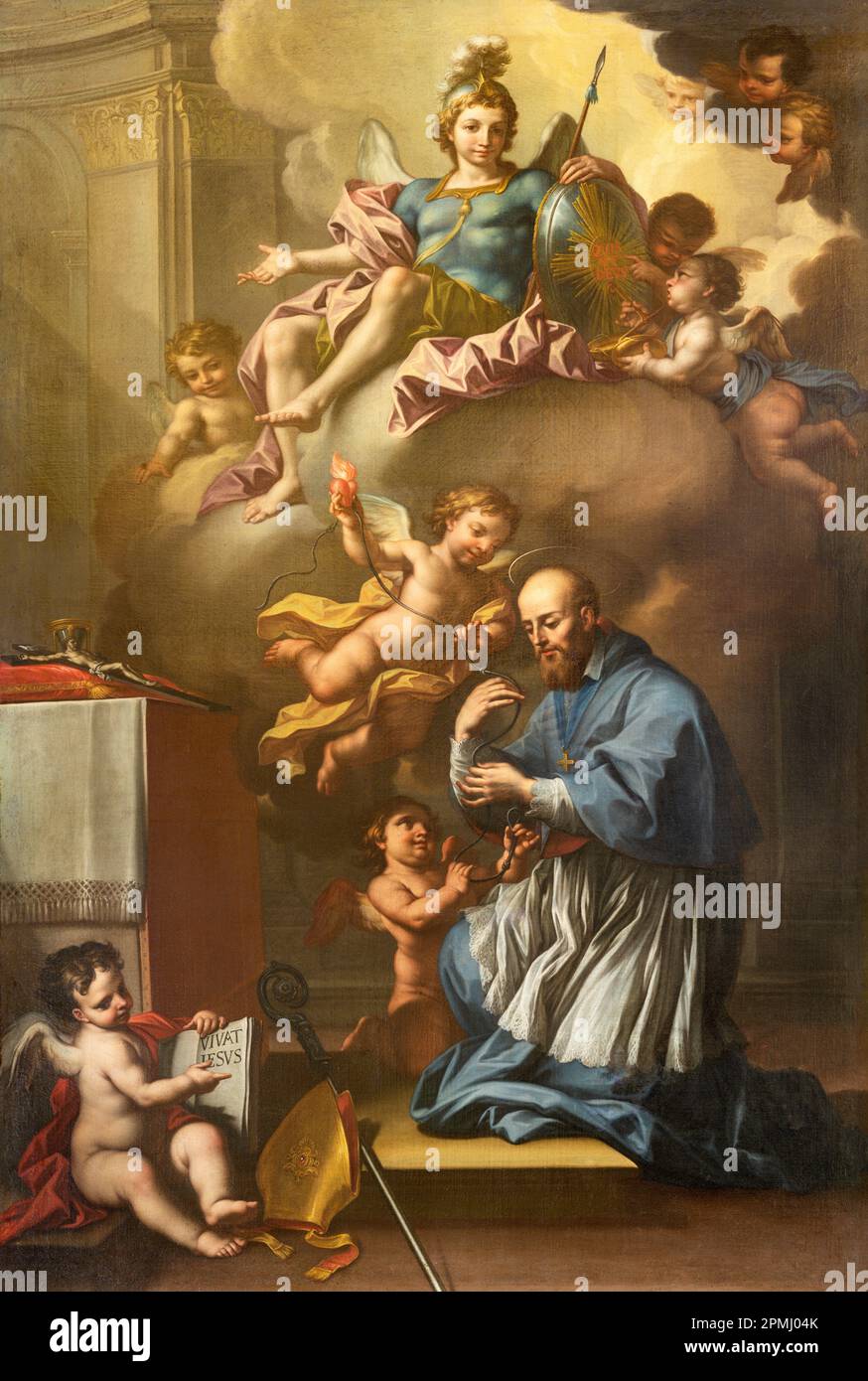 GENUA, ITALIEN - 7. MÄRZ 2023: Das Gemälde von St. Francis de Sales und ...