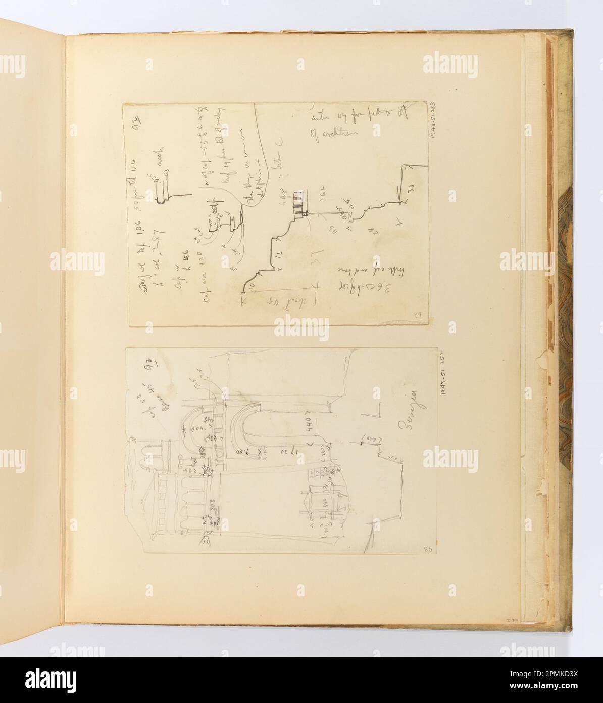 Album Page, Drawing of Molding Profile with Dimensions, Location ...