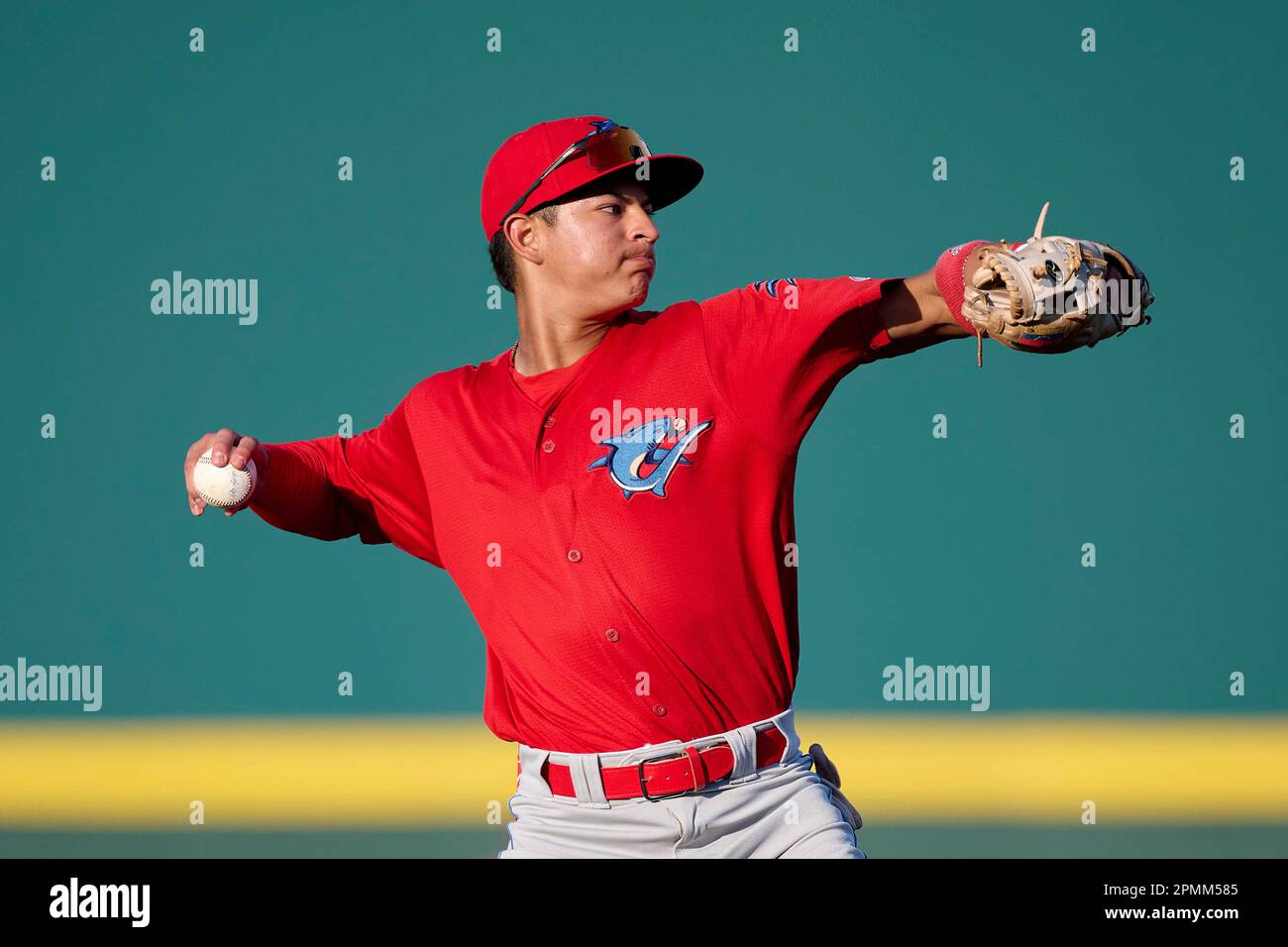Clearwater Threshers shortstop Bryan Rincon (5) throws to first base ...