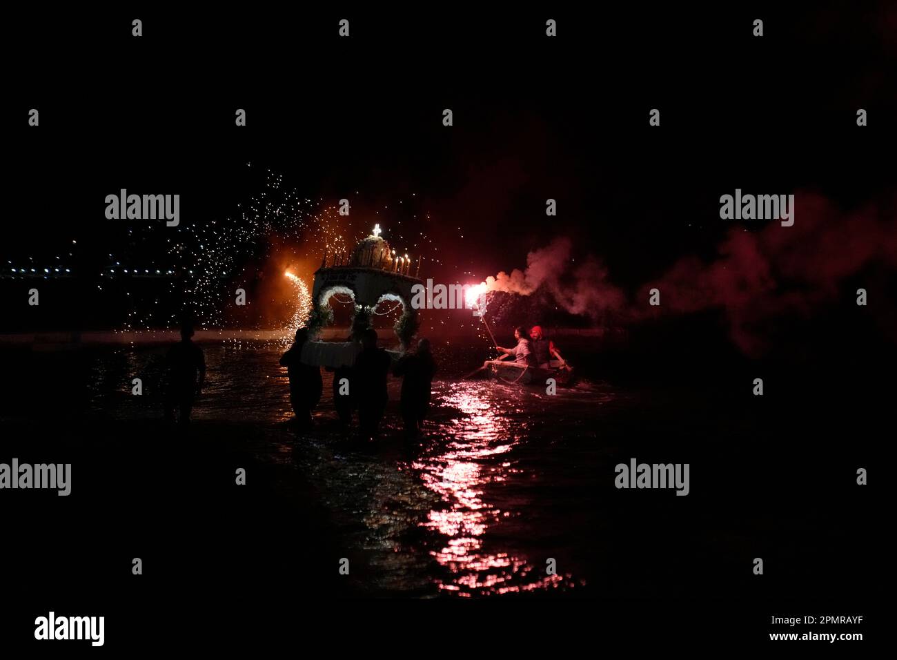 Men carry into the sea the "Epitaph", the procession of Jesus' funeral ...