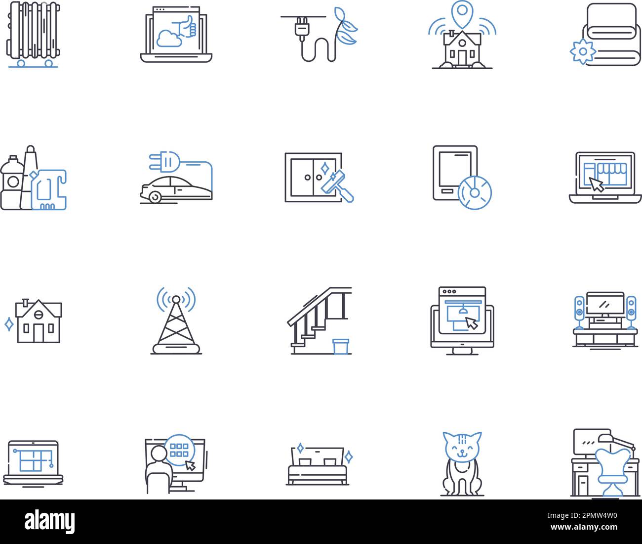 Smart-Home-Kollektion mit Symbolen. Smart, Home, Automatisierung, IoT ...