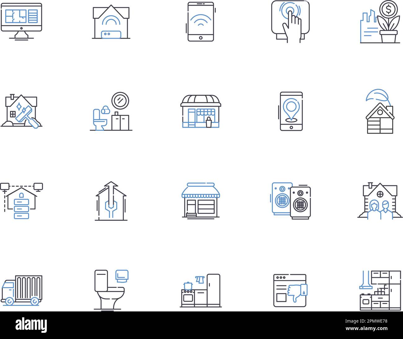 Smart-Home-Kollektion mit Symbolen. Smart, Home, Automatisierung, IoT ...