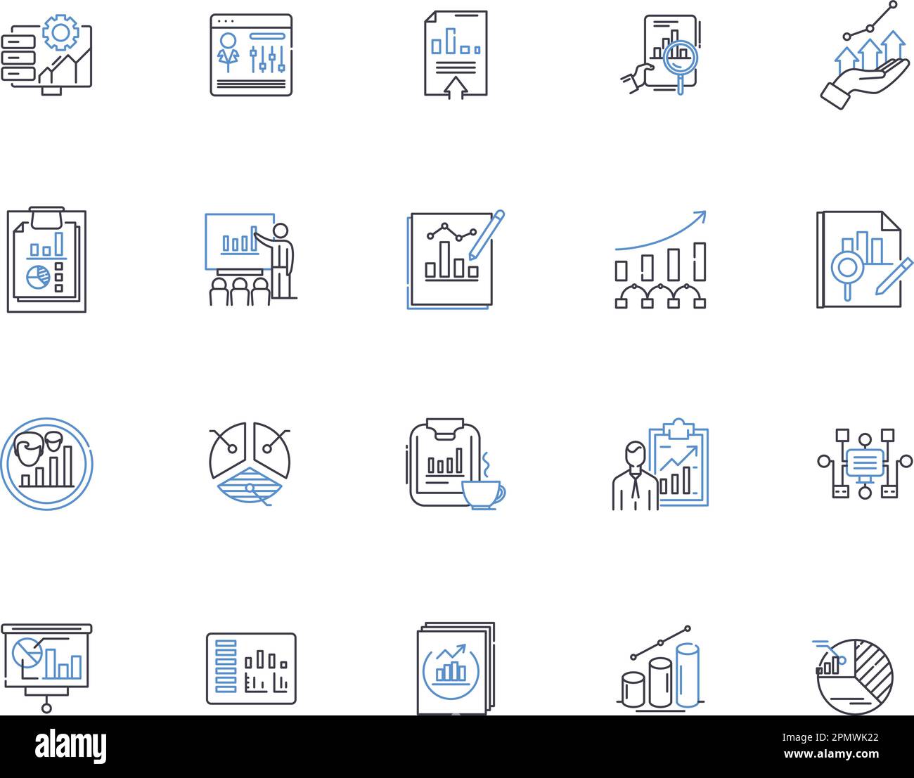 Sammlung von Symbolen für die Datenvisualisierung. Daten ...