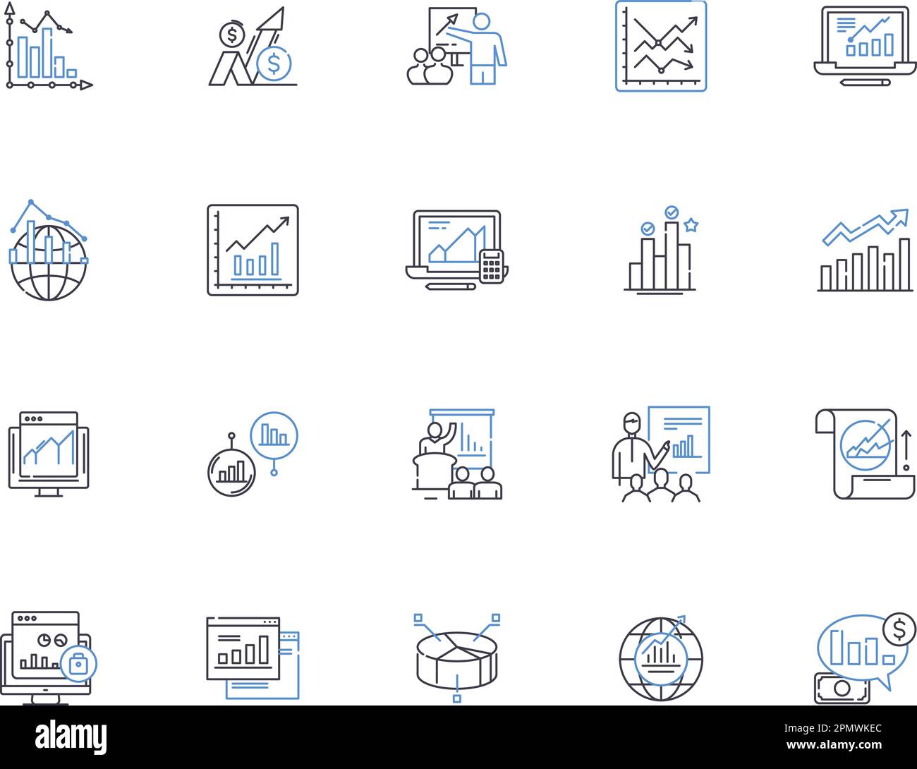 Sammlung von Symbolen für die Datenvisualisierung. Daten ...