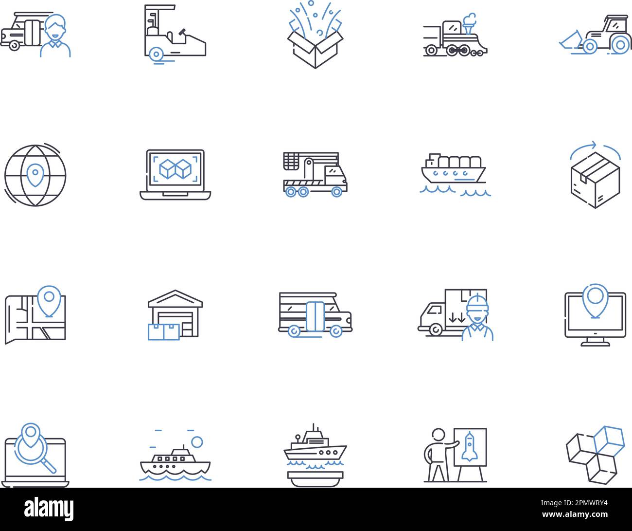 Symbolsammlung der Supply Chain Outline. Logistik, Management ...
