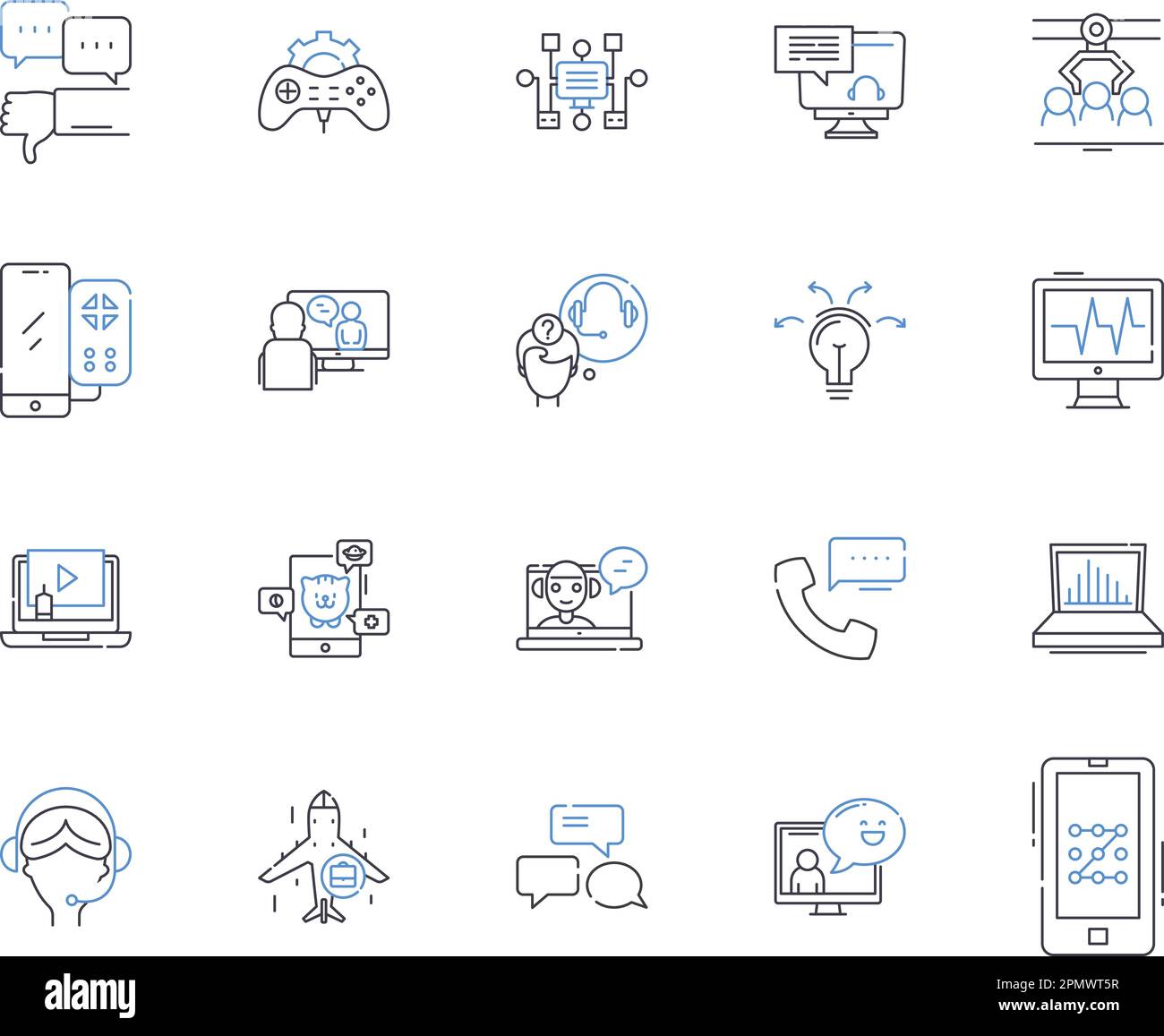Künstliche Intelligenz Lernen umrissen Symbolsammlung. KI, Lernen ...