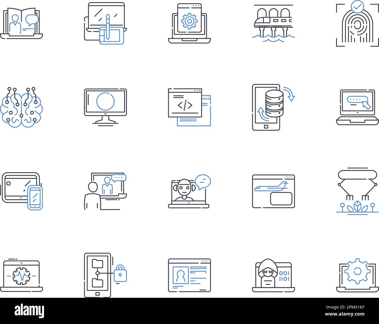 Internet- und High-Tech-Symbolsammlung. Internet, High-Tech ...