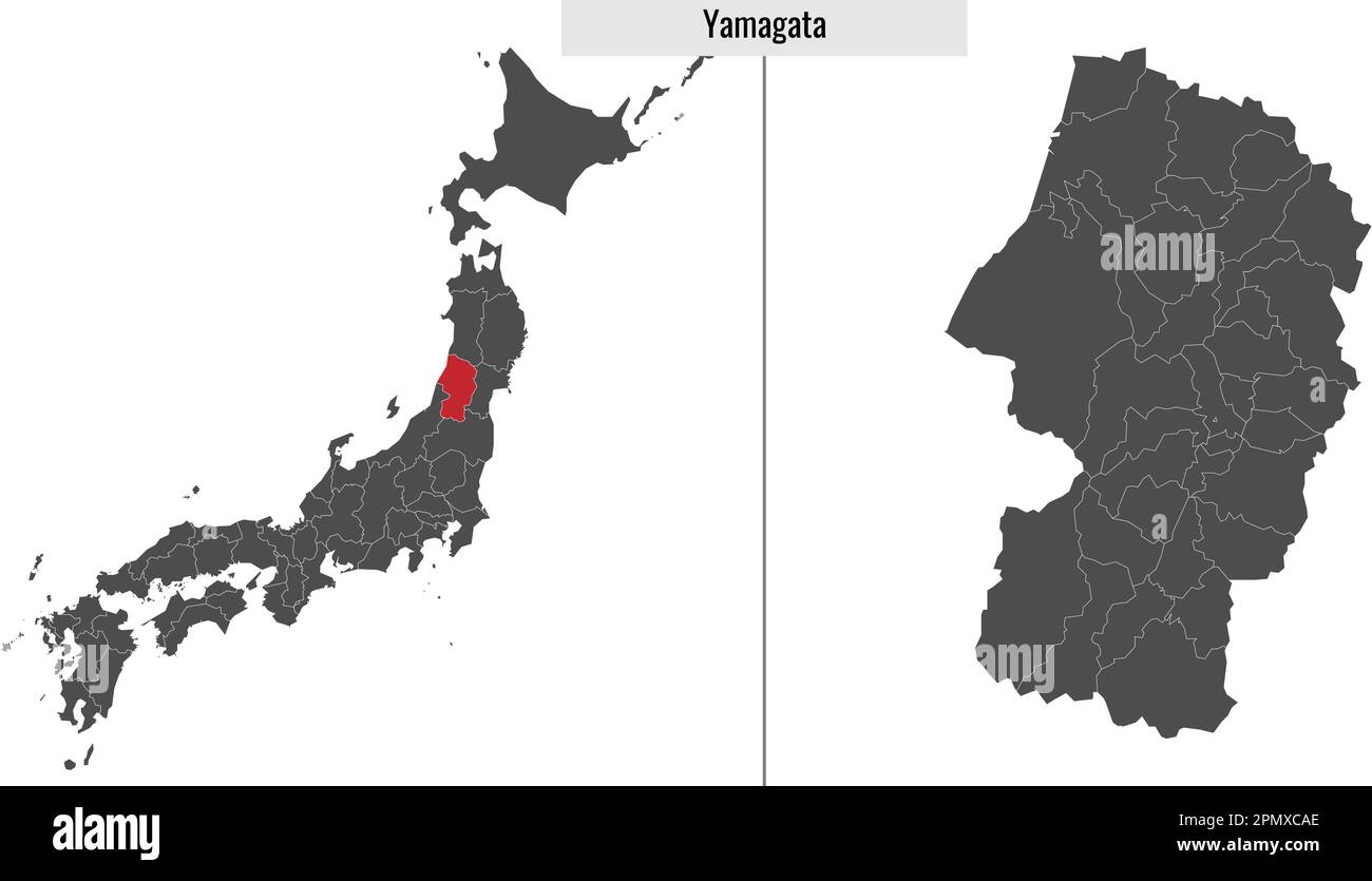 Karte der japanischen Präfektur Yamagata und Lage auf japanischer Karte ...