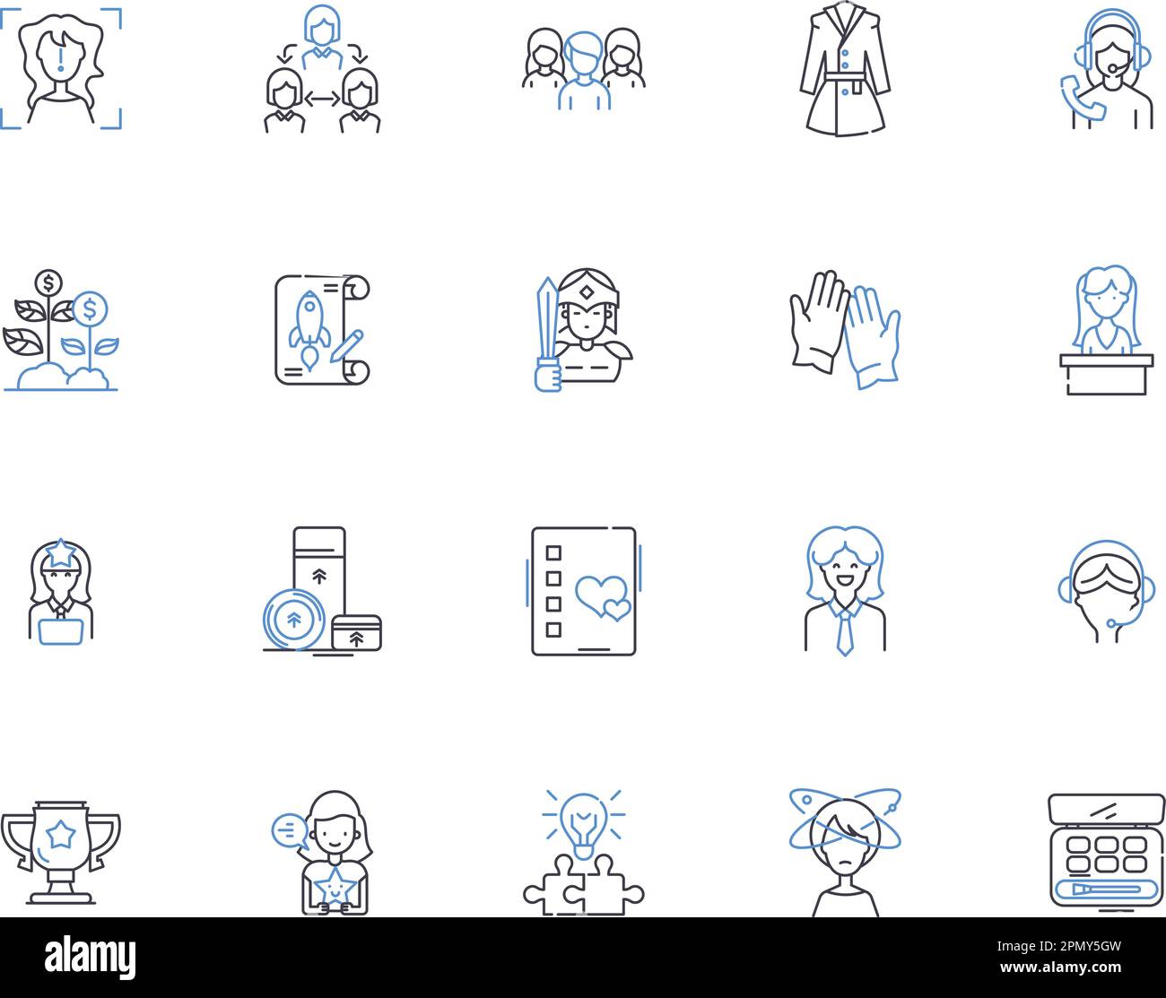 Sammlung von Symbolen für Femenismus-Konturen. Feminismus, Aktivismus ...