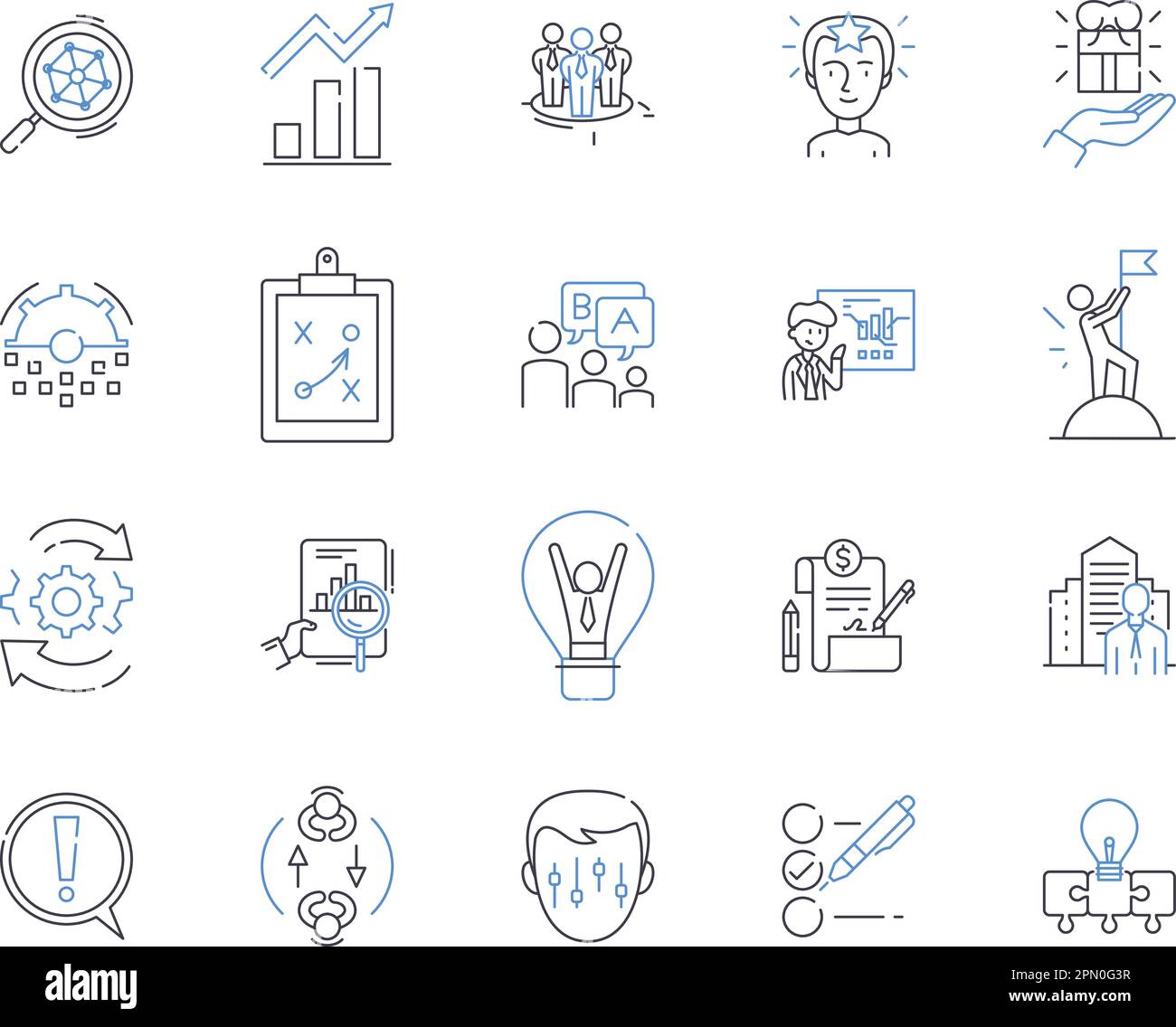 Unternehmensmanager erläutern die Symbolsammlung. Führungskräfte ...