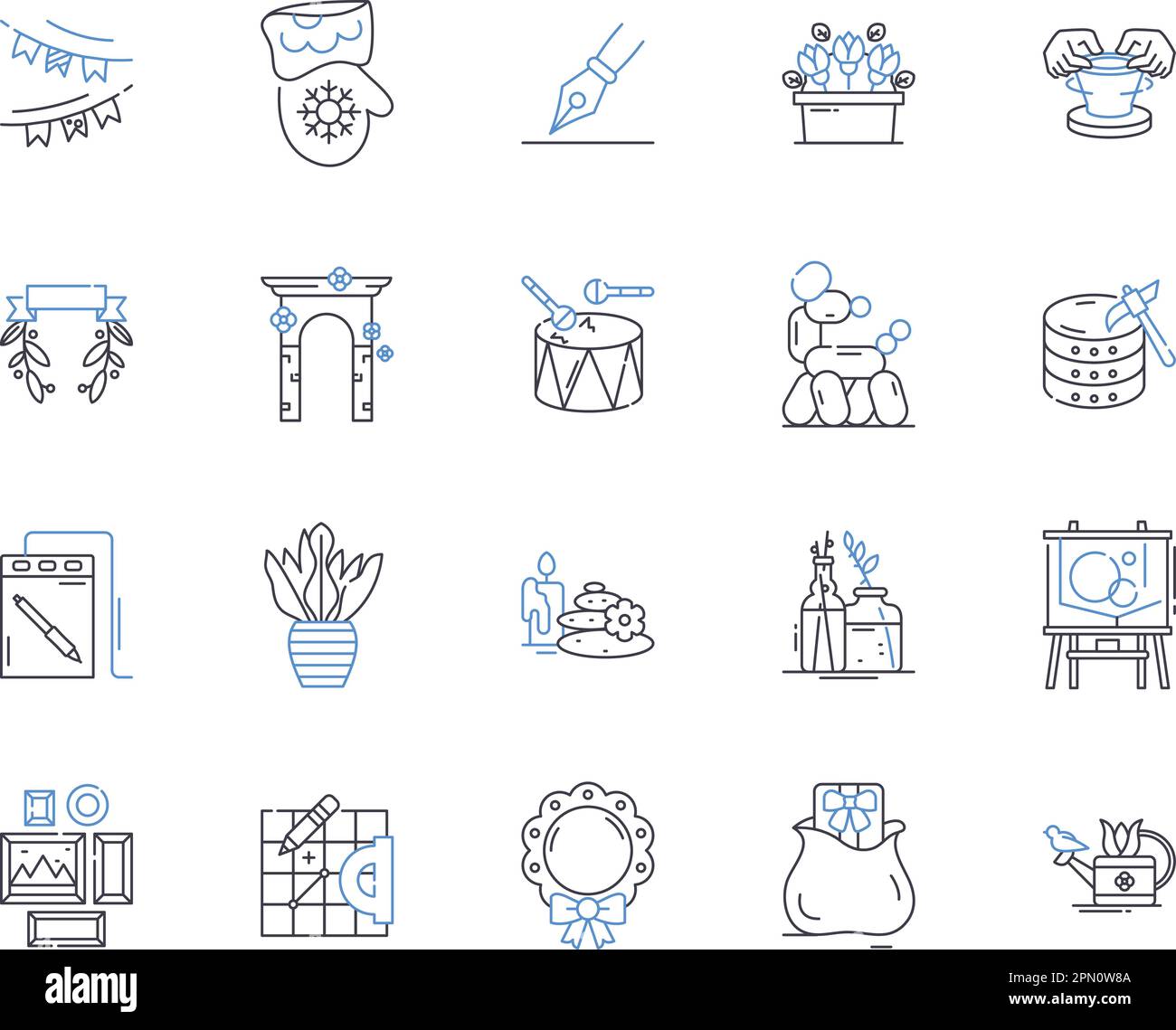 Kreative Hobbys umreißen die Symbolsammlung. Malen, Basteln, Nähen ...