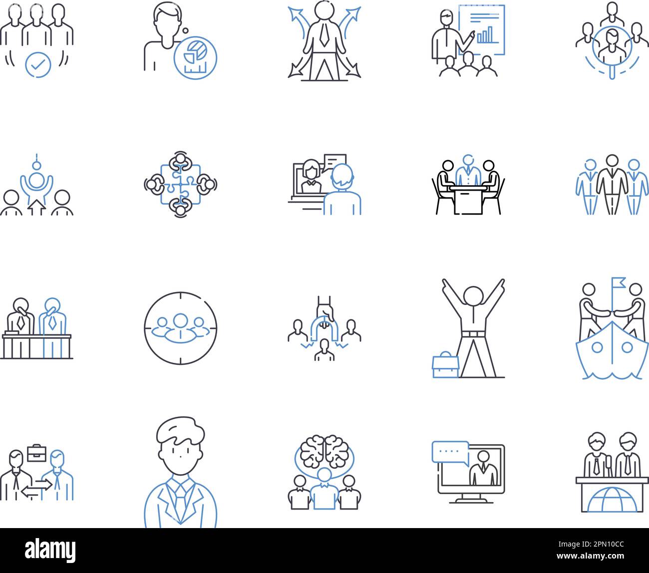 Sammlung von Symbolen für den Arbeitsablauf von Mitarbeitern. Personal ...