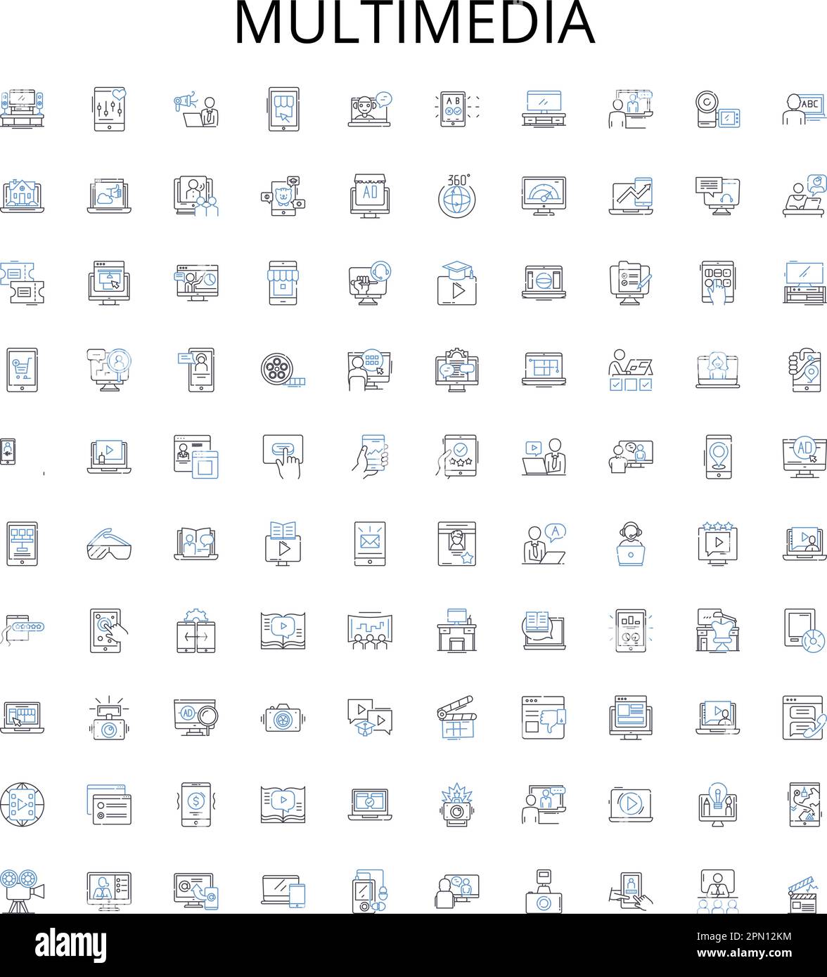 Symbolsammlung für Multimedia-Gliederung. Audio, Video, Grafik ...