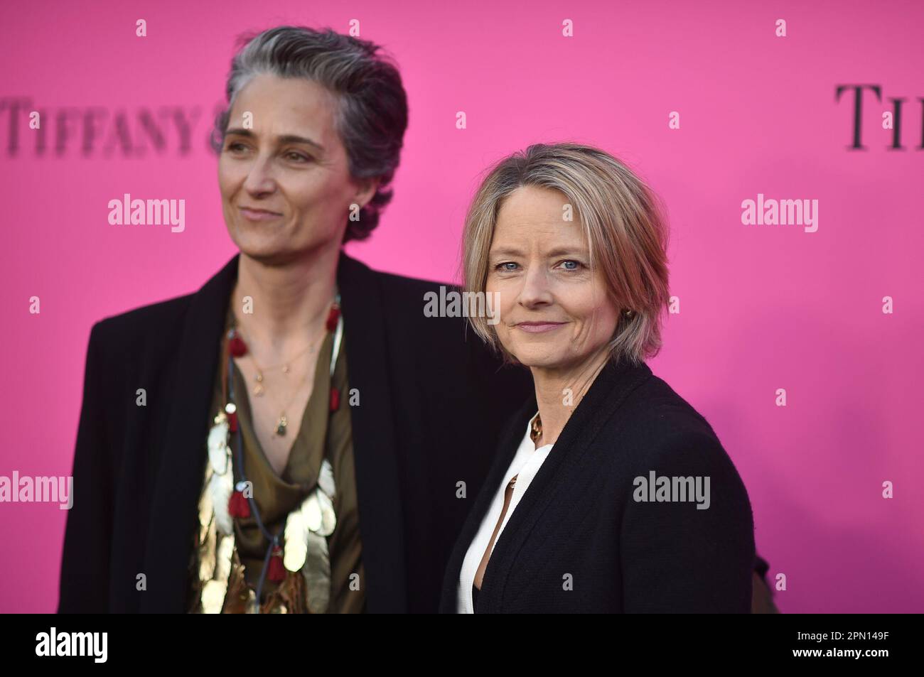Alexandra Hedison, left, and Jodie Foster arrive at the 2023 MOCA Gala ...