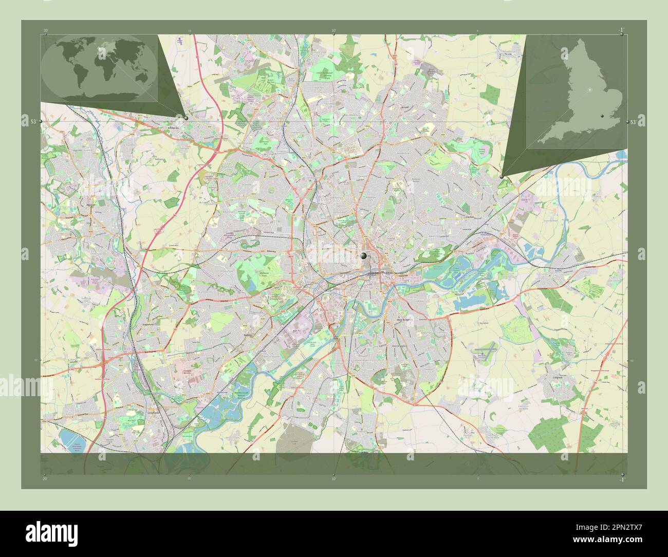 Stadt Nottingham, Einheit von England - Großbritannien. Straßenkarte ...