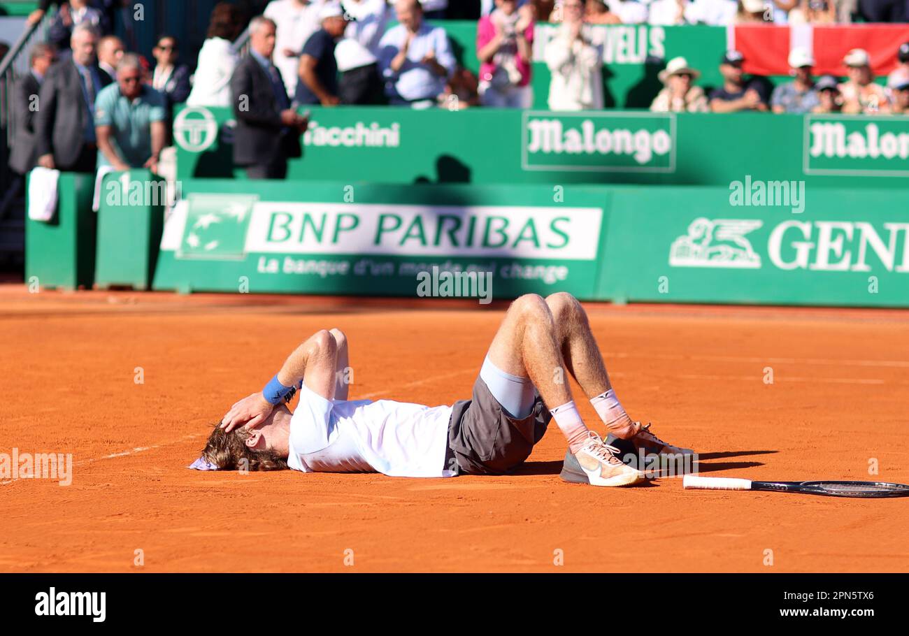 Monaco, Monaco. 17. April 2023. Holger Rune gegen Andrey Rublev, Final ...