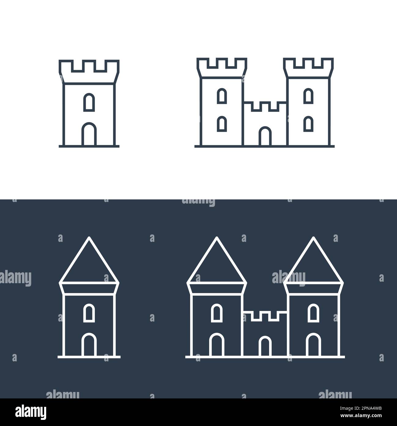 Burg Vektor Symbol Fort Linie Symbol Turm. Burgturm Logo Festung ...