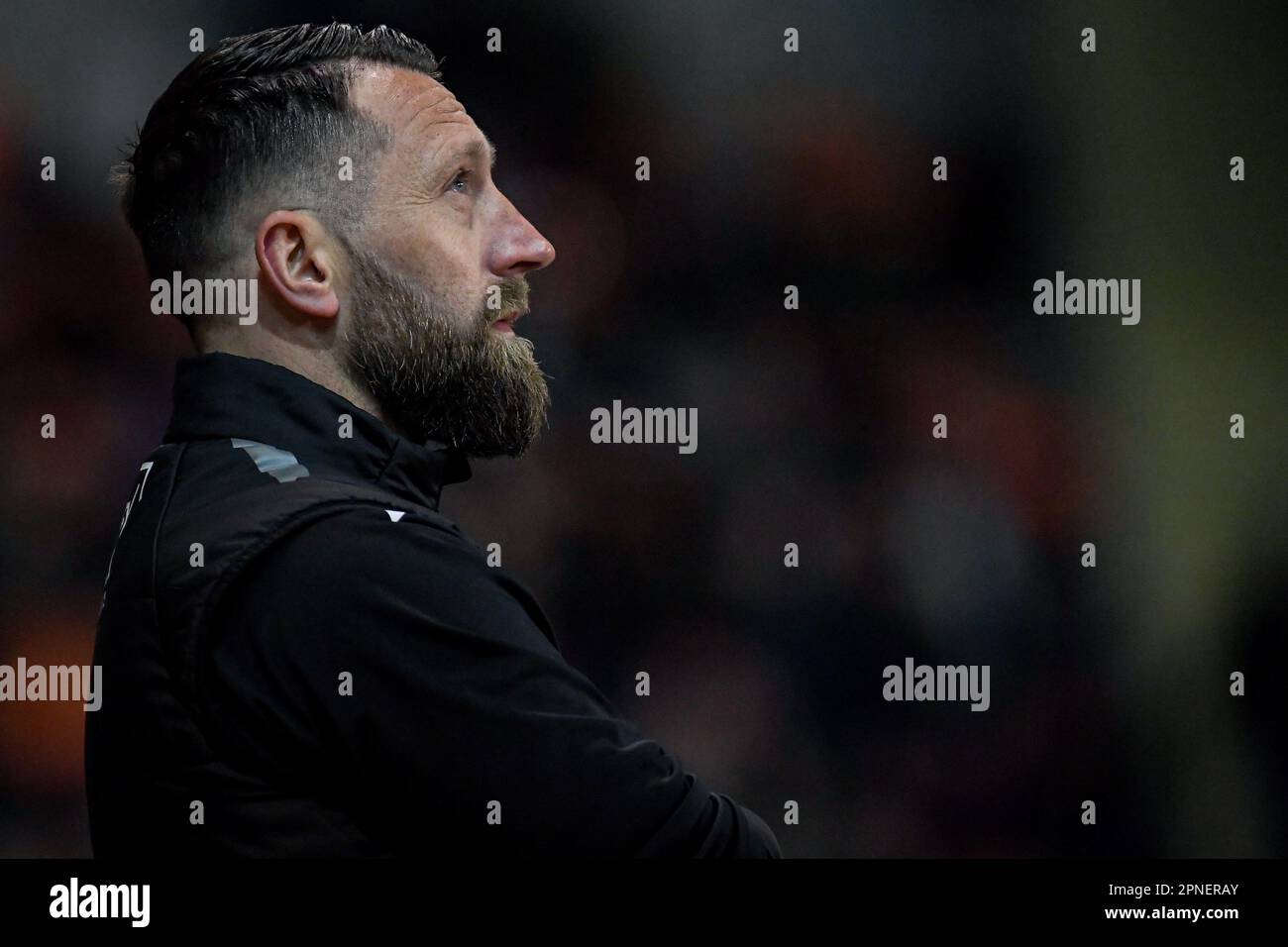 Blackpool Manager Stephen Dobbie beim Sky Bet Championship-Spiel ...