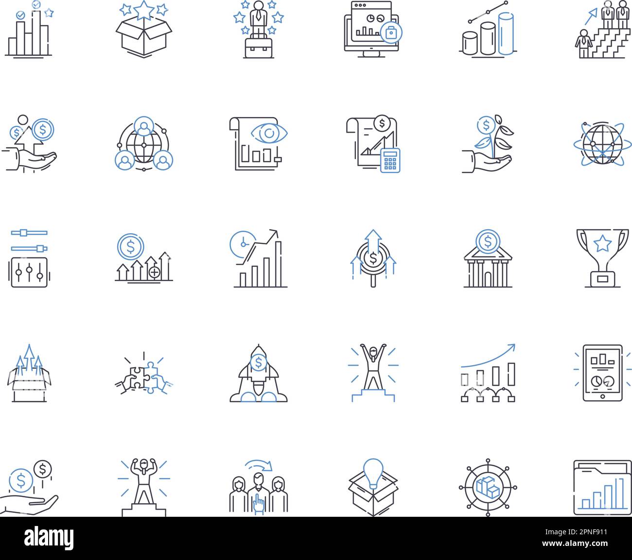 Symbolsammlung für Funktionslinien. Fähigkeiten, Macht, Kompetenz ...