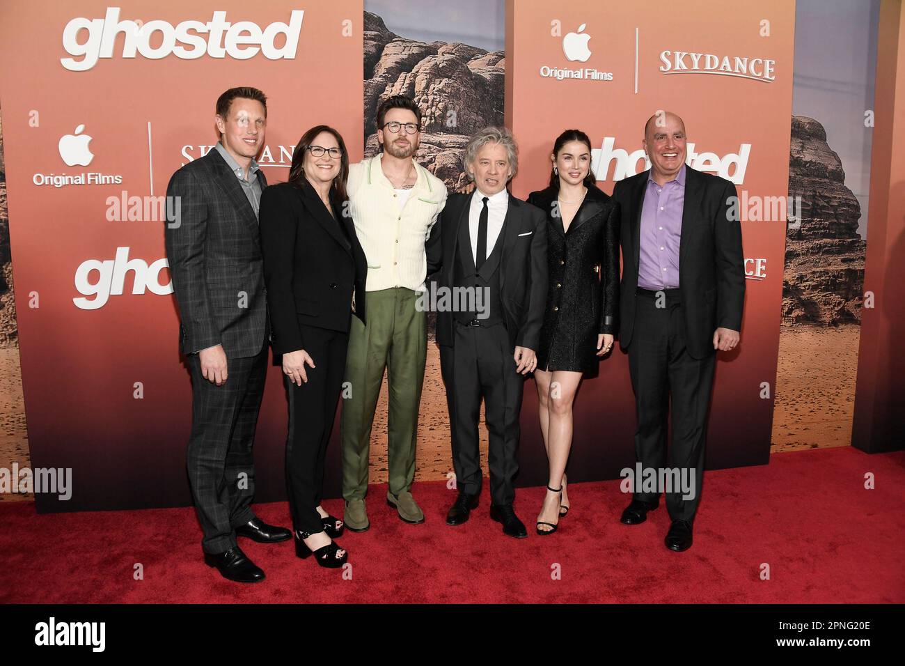 David Ellison, left, Dana Goldberg, Chris Evans, Dexter Fletcher , Ana ...
