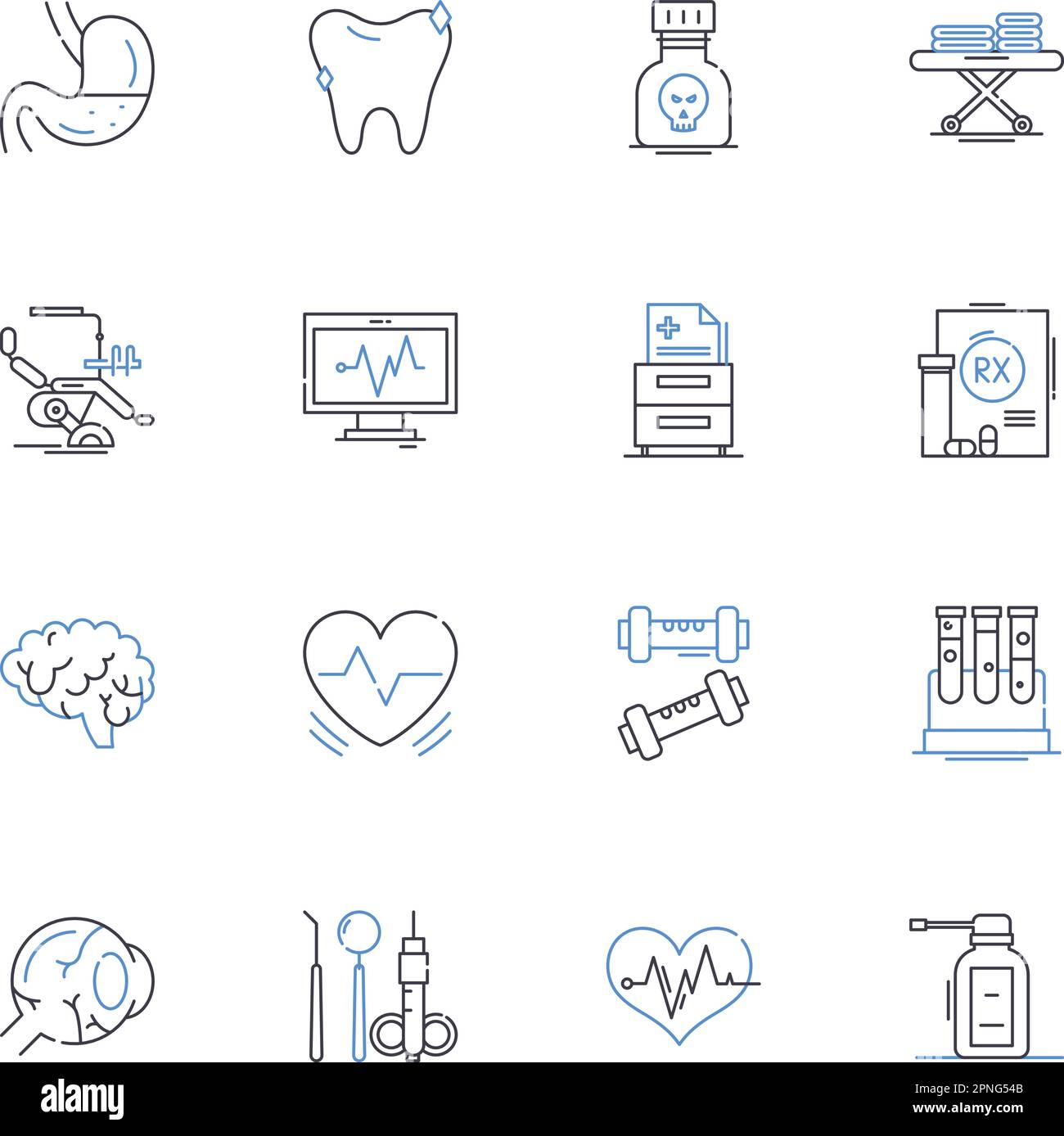 Kollektion der dermatologischen Liniensymbole. Akne, Ekzem, Psoriasis ...