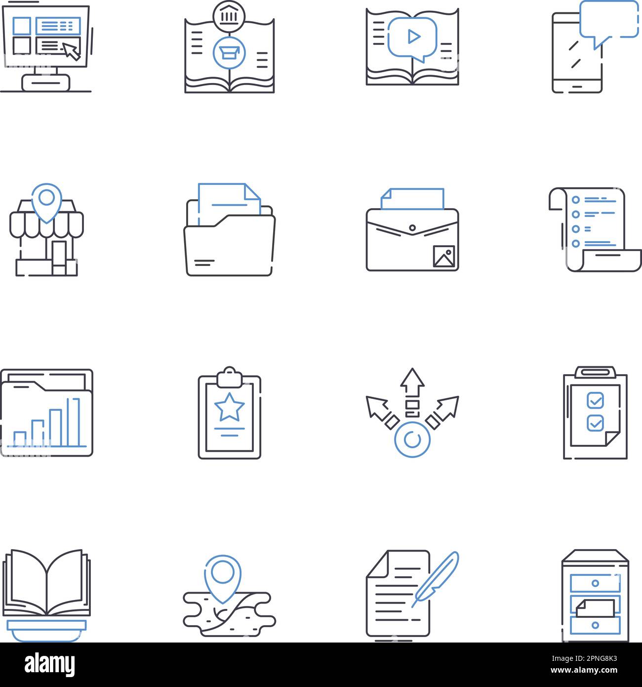 Symbolsammlung für E-Mail-Marketinglinien. Konvertierung, Engagement ...