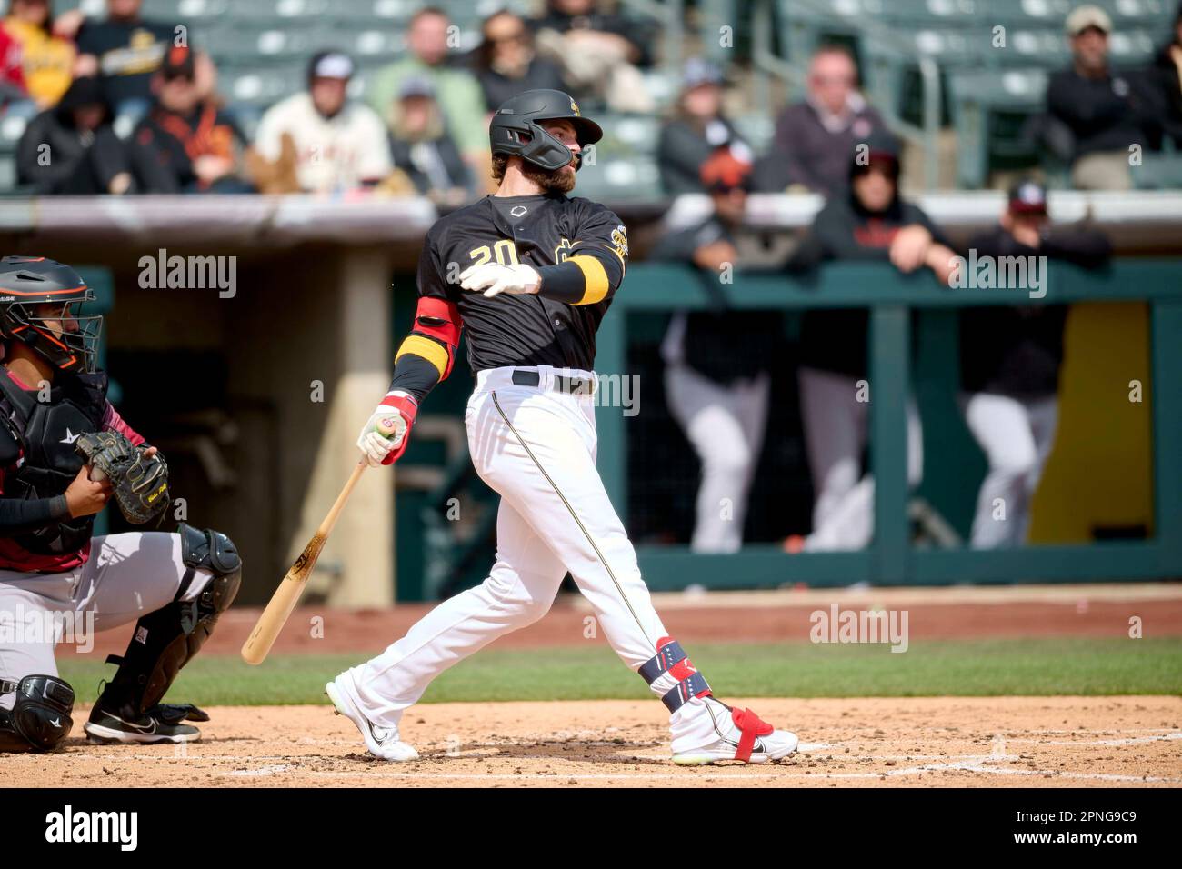 Trey Cabbage (20) of the Salt Lake Bees at bat against the Sacramento ...