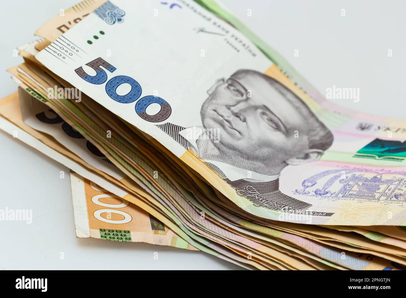 Geld der Ukraine. Hintergrund der ukrainischen Hrywna-Banknoten. Hrywna ...