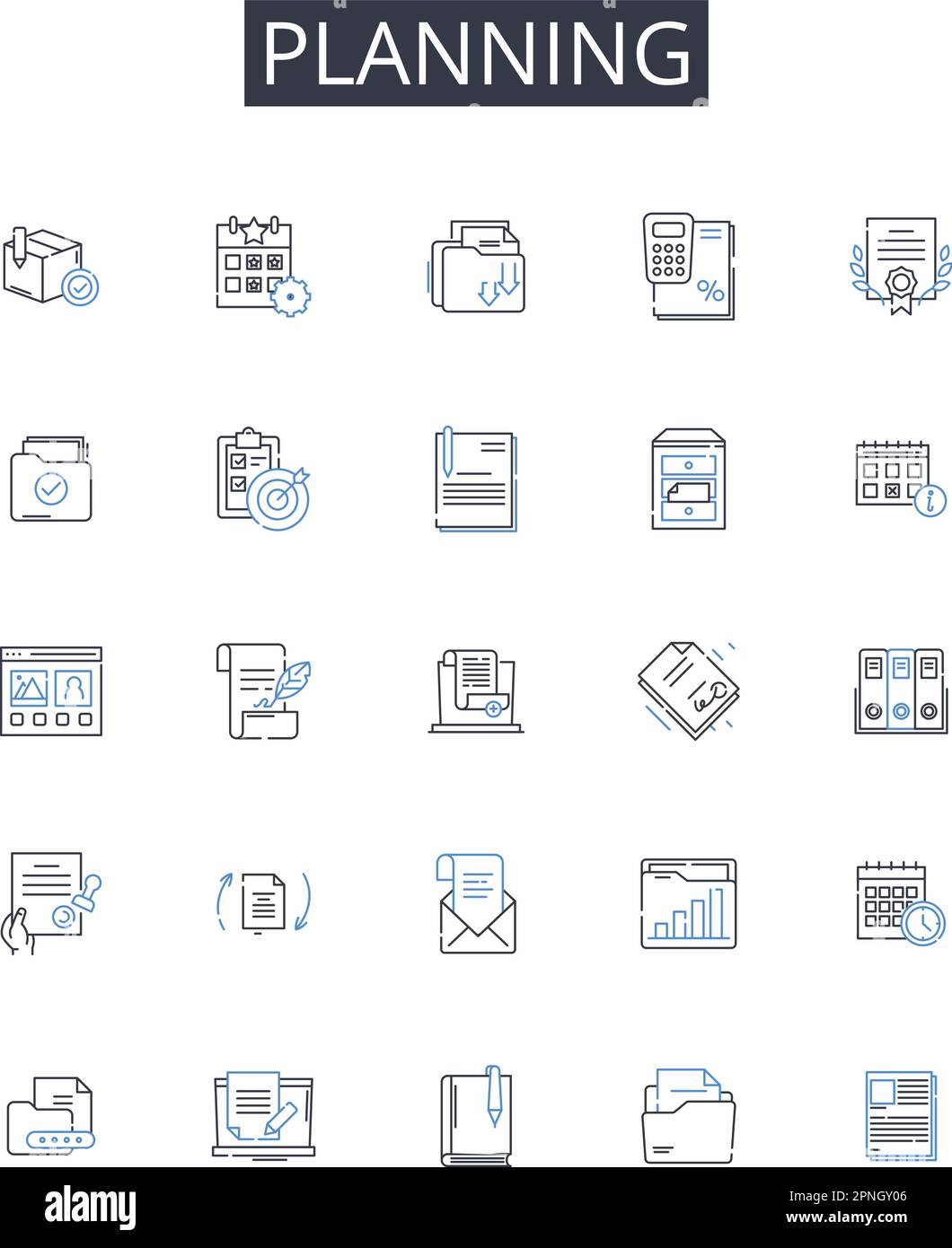 Symbolsammlung für Planungslinien. Vorbereiten, Organisieren, Planen ...