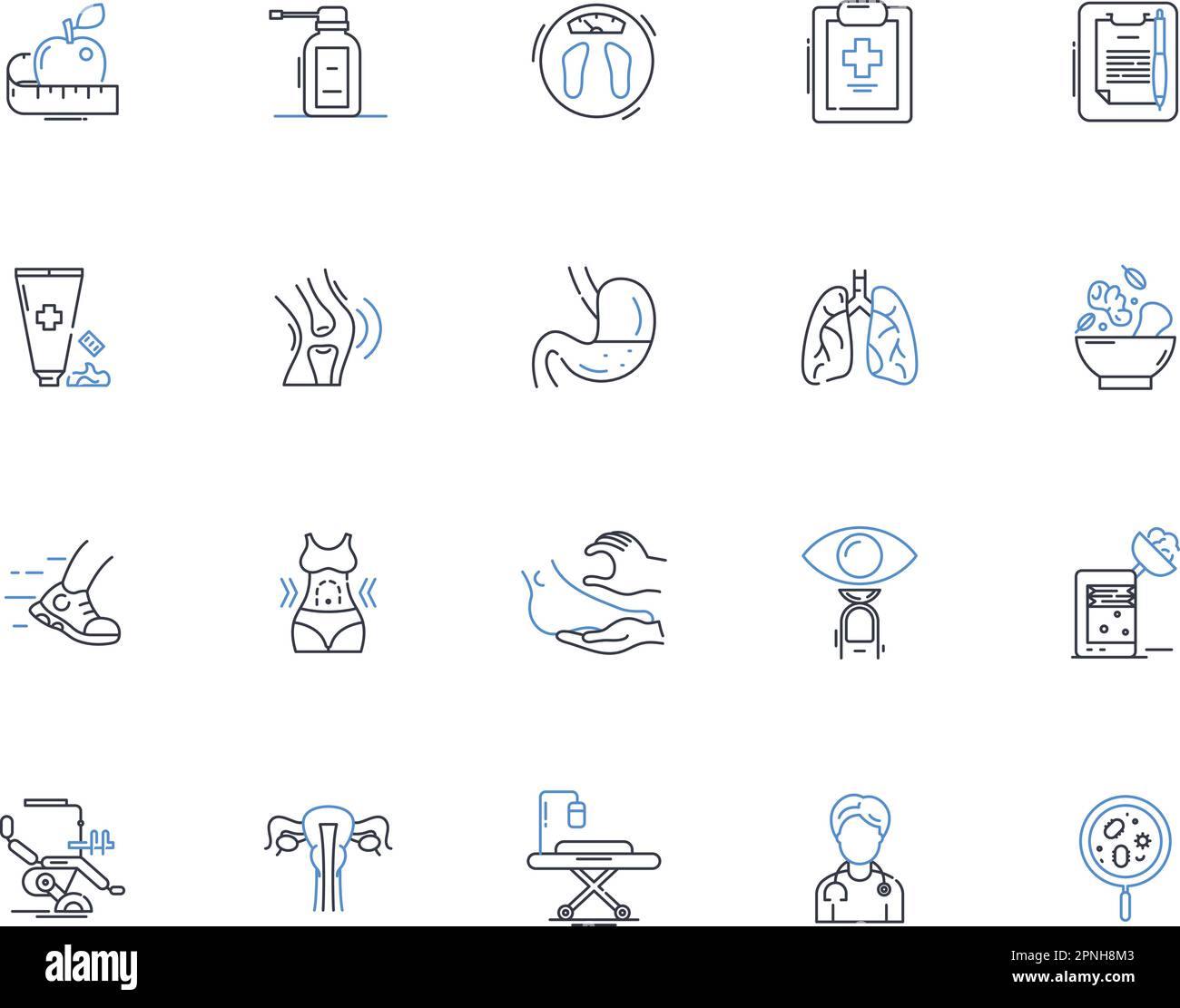 Icons-Sammlung zum Management chronischer Erkrankungen. Behandlung ...