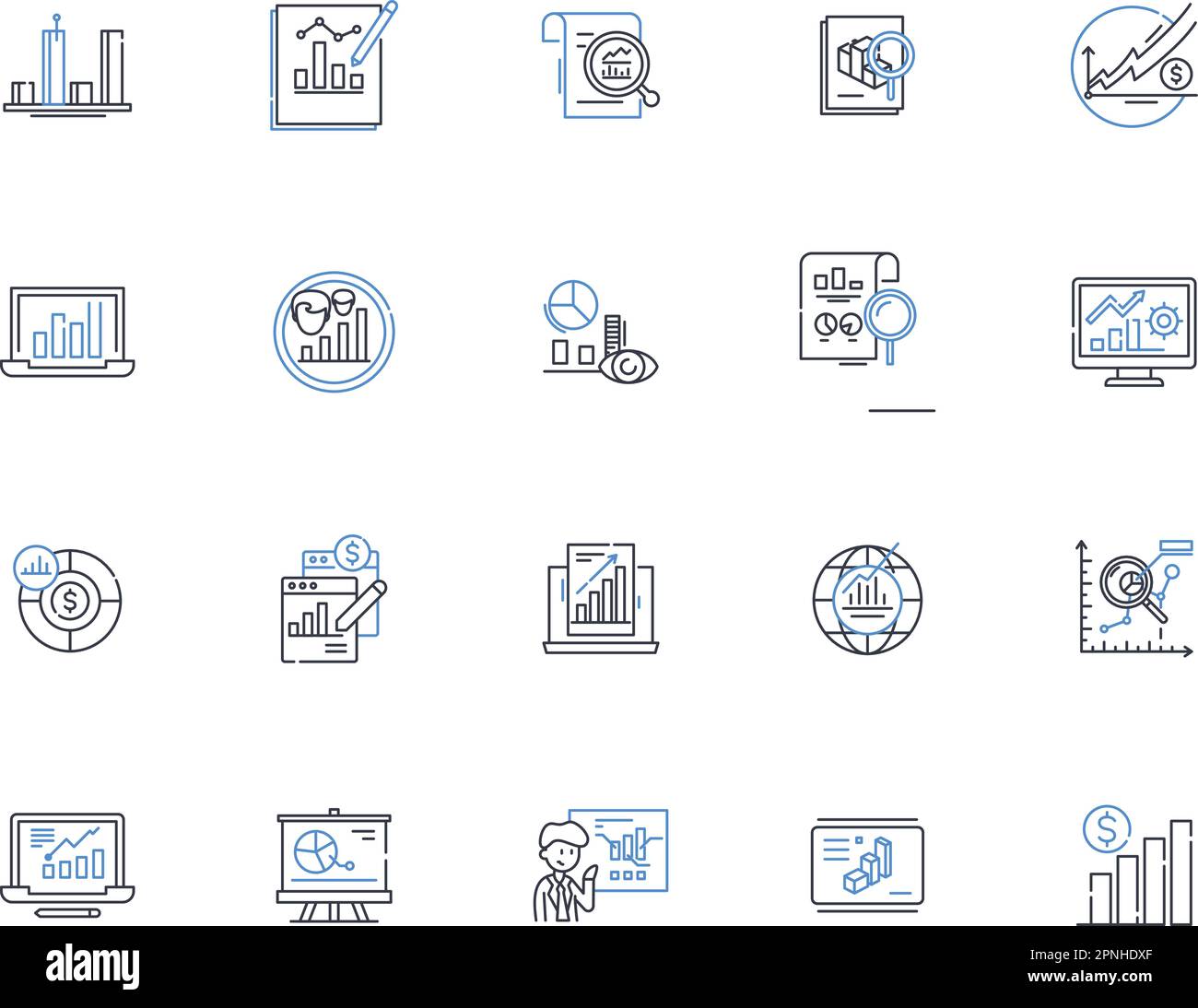 Sammlung der Liniensymbole für die Datenwiedergabe. Visualisierung ...