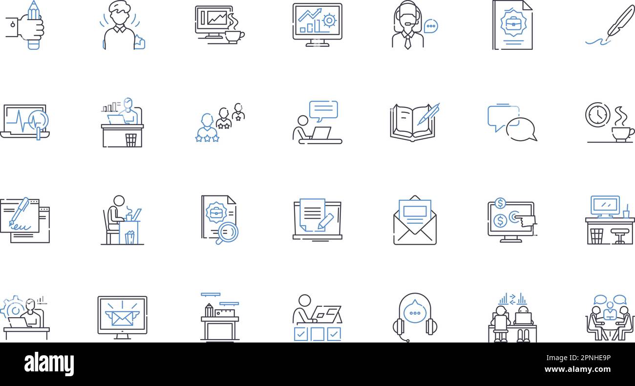 Sammlung von Symbolen für Cloud-Arbeitslinien. Digitalisierung, Remote ...