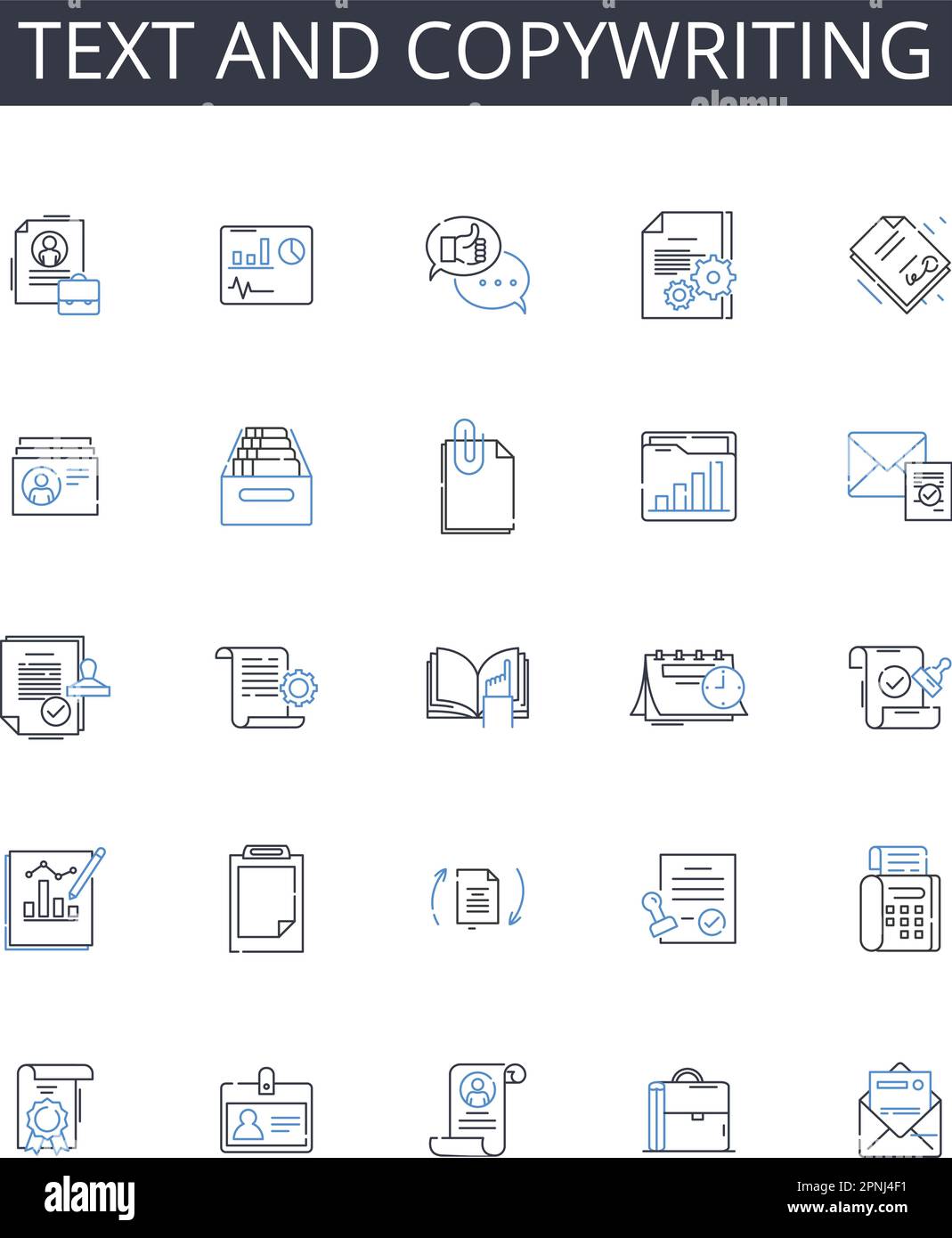 Sammlung von Text- und Textsymbolen. Schmieden, Schreiben, Scripting ...