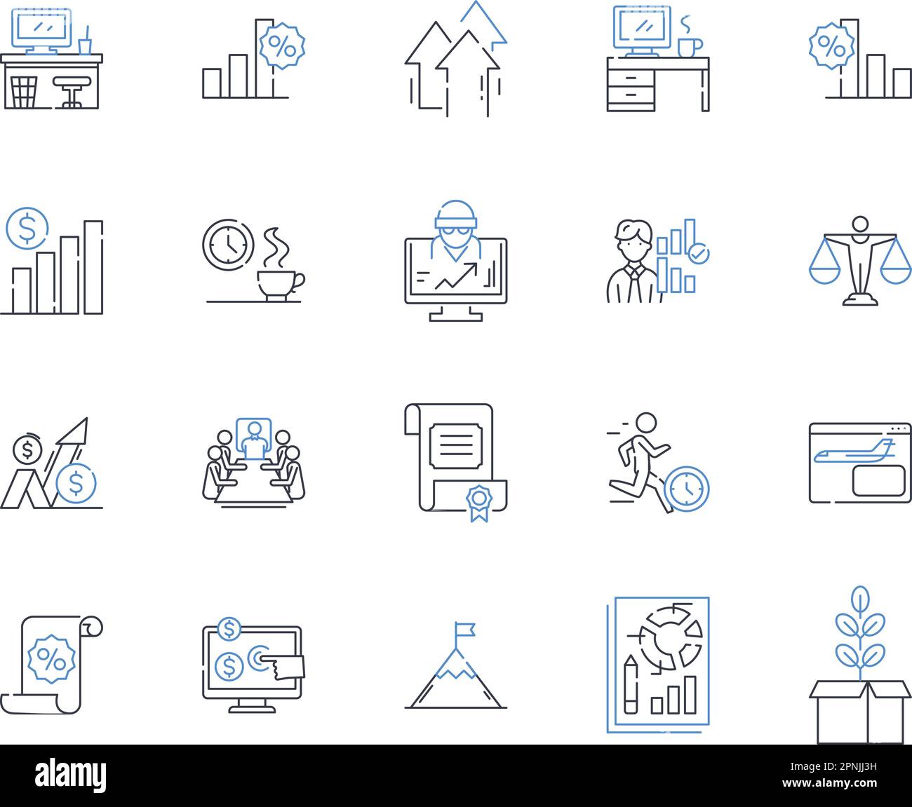 Symbolsammlung für Anlagestrategie. Diversifizierung, Risiko, Rendite ...