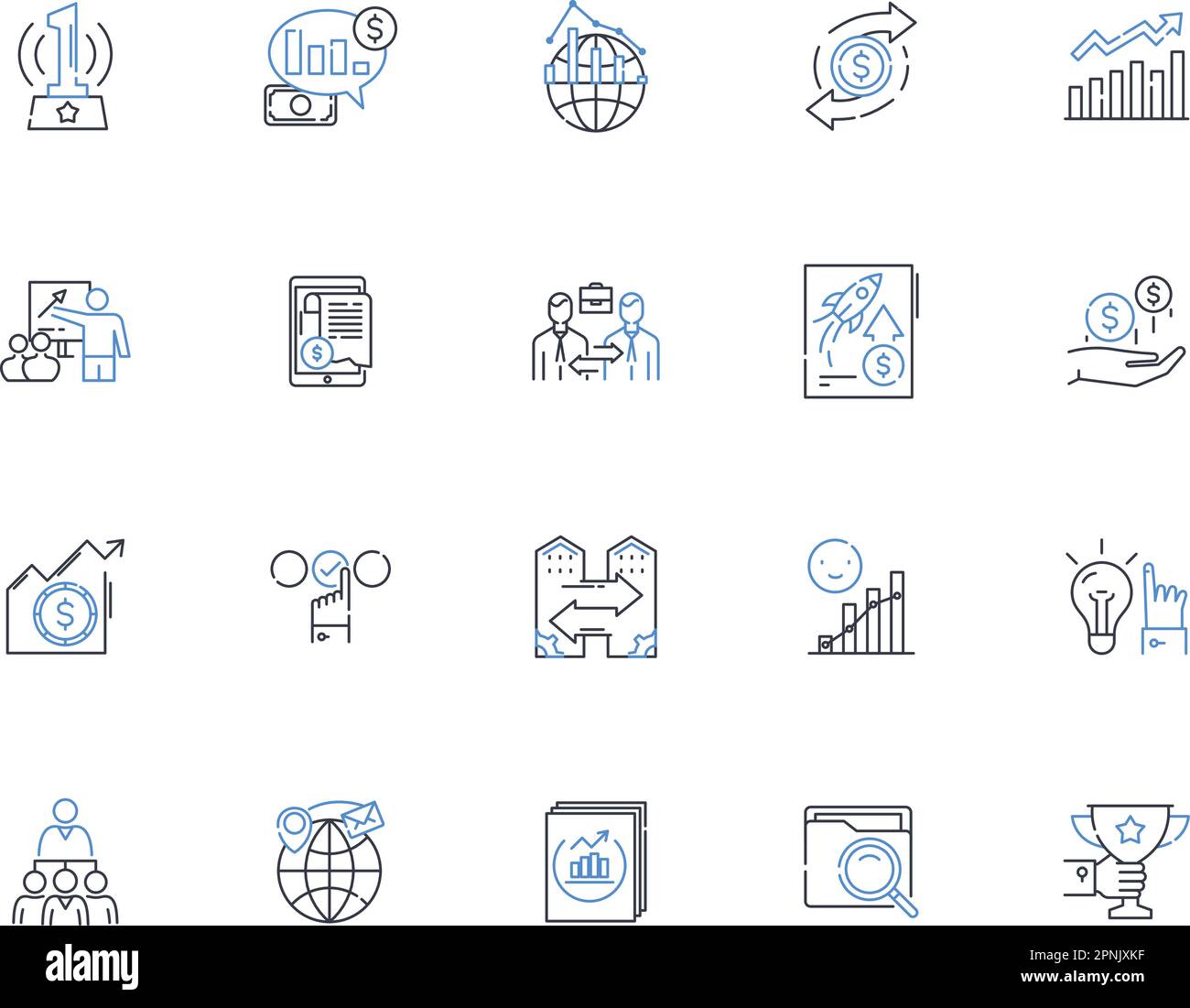Sammlung von Strengthening Line Icons. Ausdauer, Entwicklung, Resilienz ...