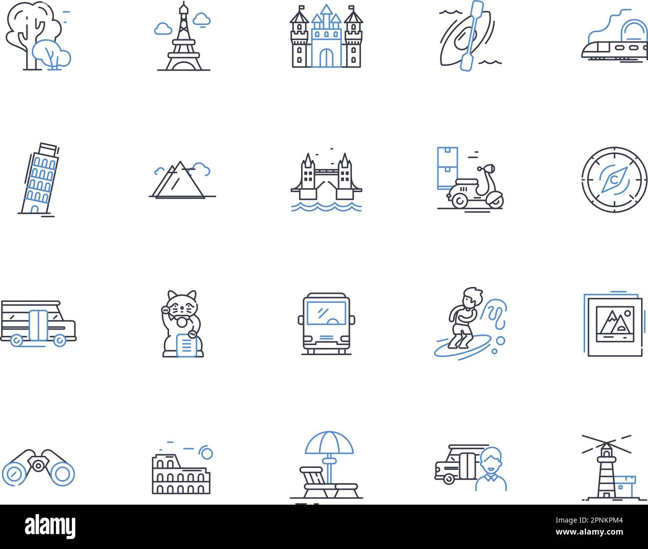 Symbolsammlung für Jaunt-Linien. Abenteuer, Exkursion, Tour, Expedition ...